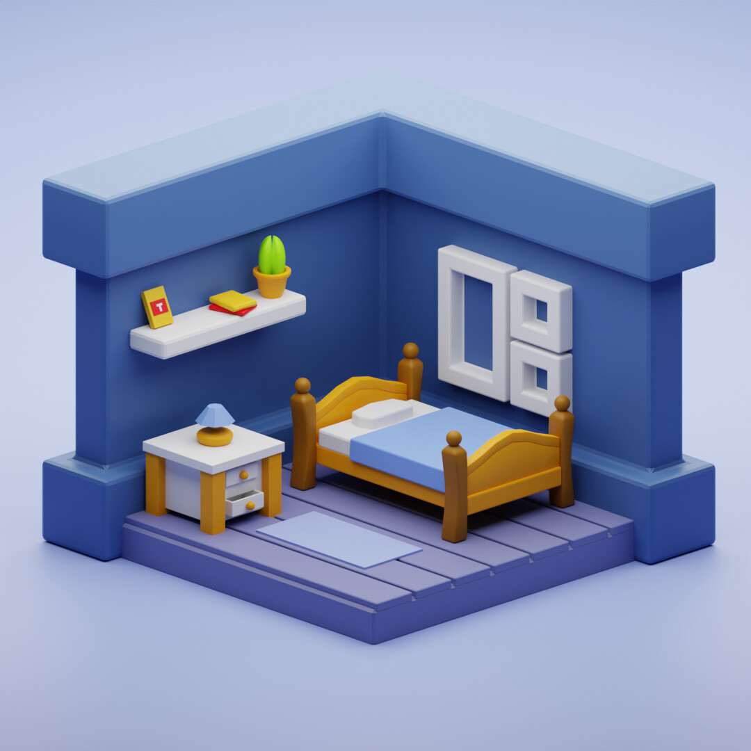 ArtStation - Low poly bedroom