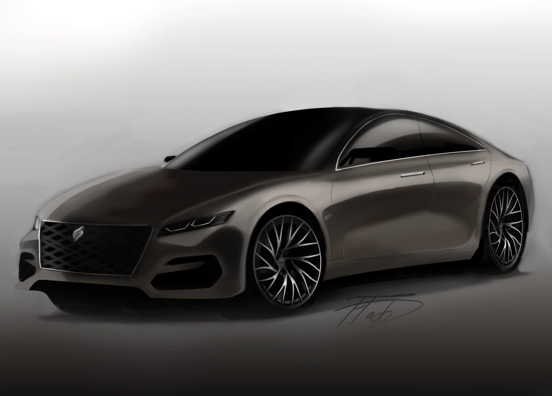 ArtStation - luxury sedane car design render with sketchbook on android ...