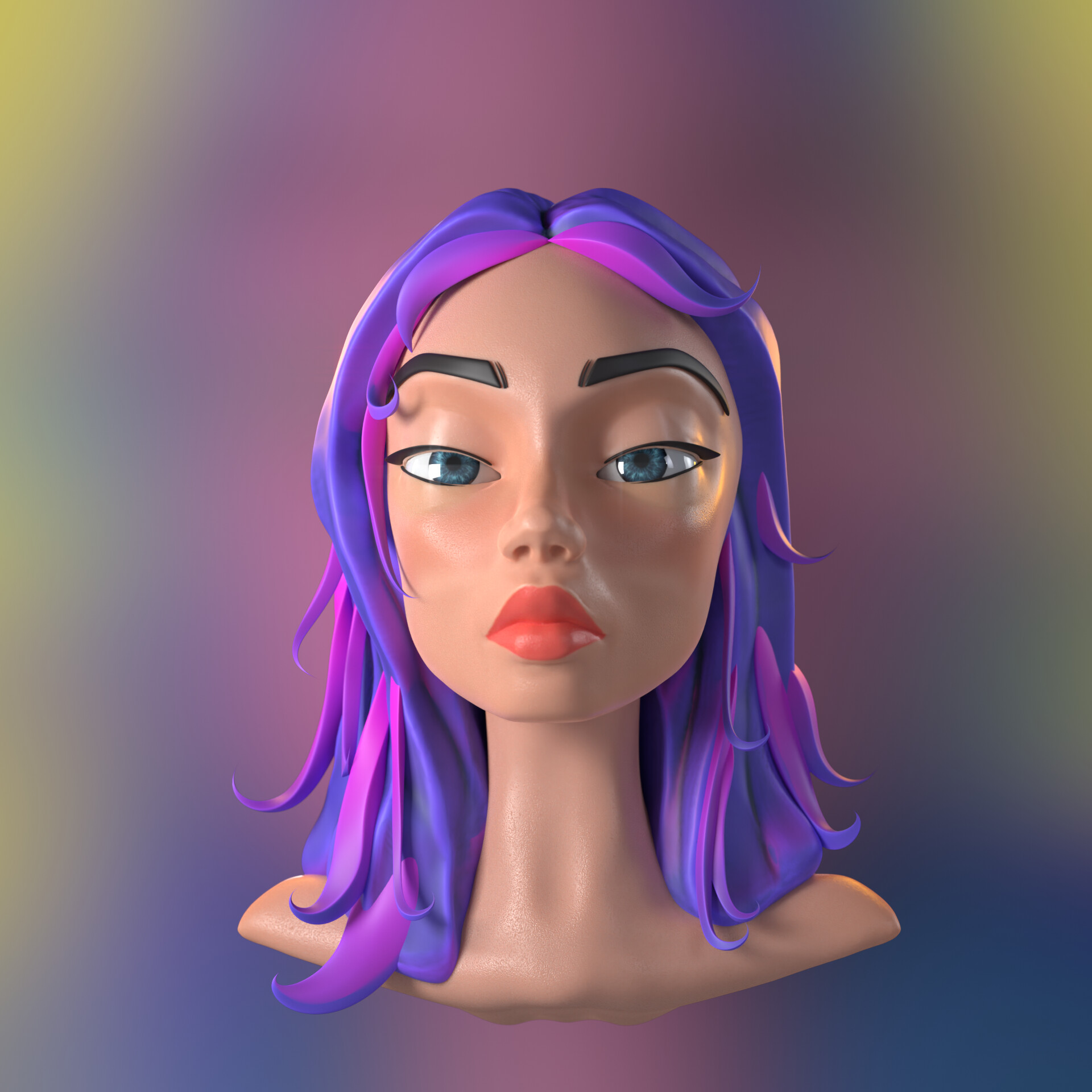 ArtStation - Female Stylized Face 3D sculpture