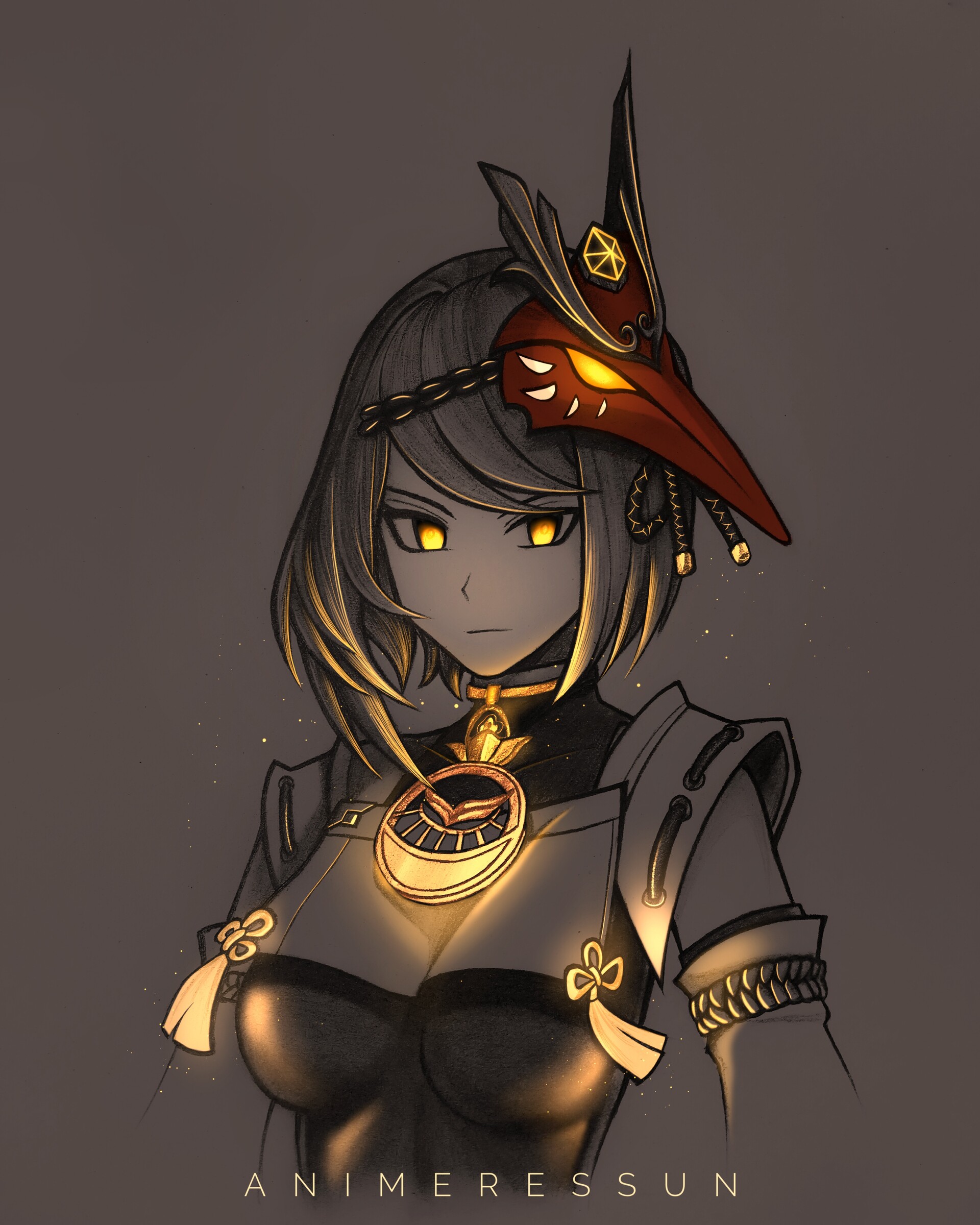 ArtStation - Kujou Sara | Genshin Impact| Digital Glow Art