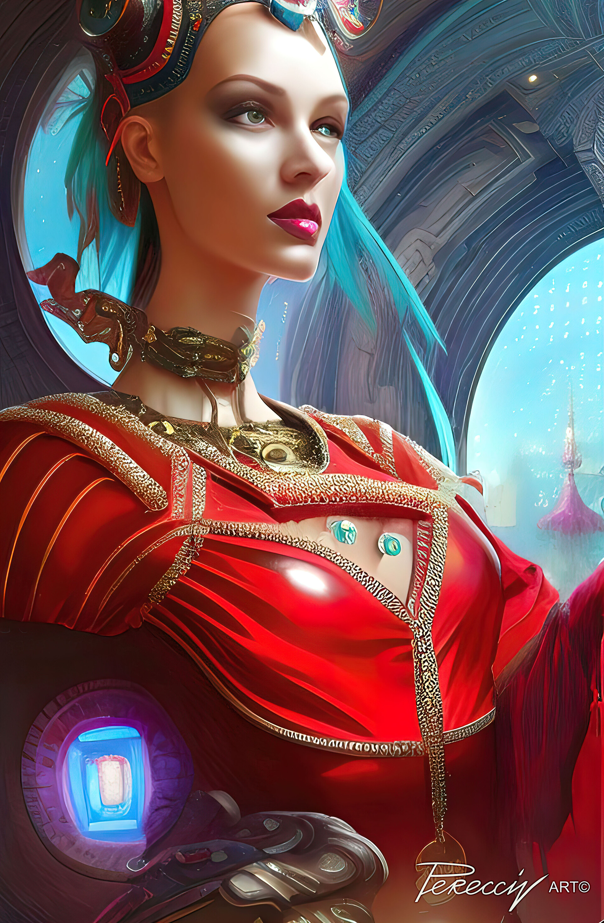 ArtStation - The princess of the magical kingdom in red.