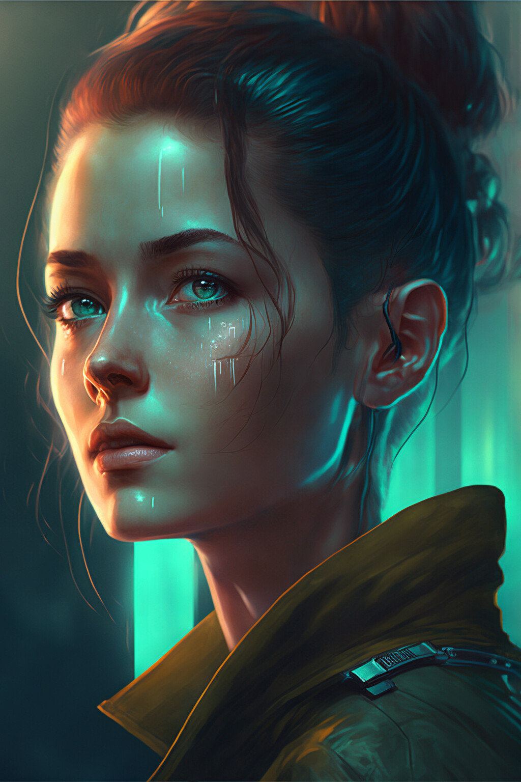 ArtStation - cautious cyberpunk girl