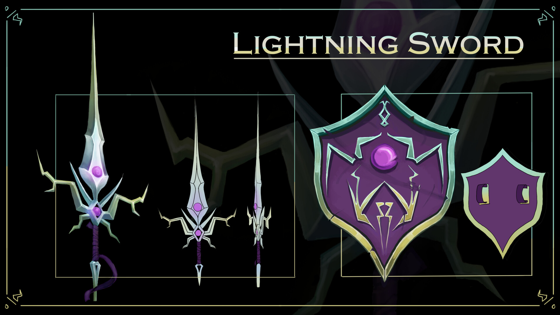 ArtStation - Lightning Sword, shield, gems and coins