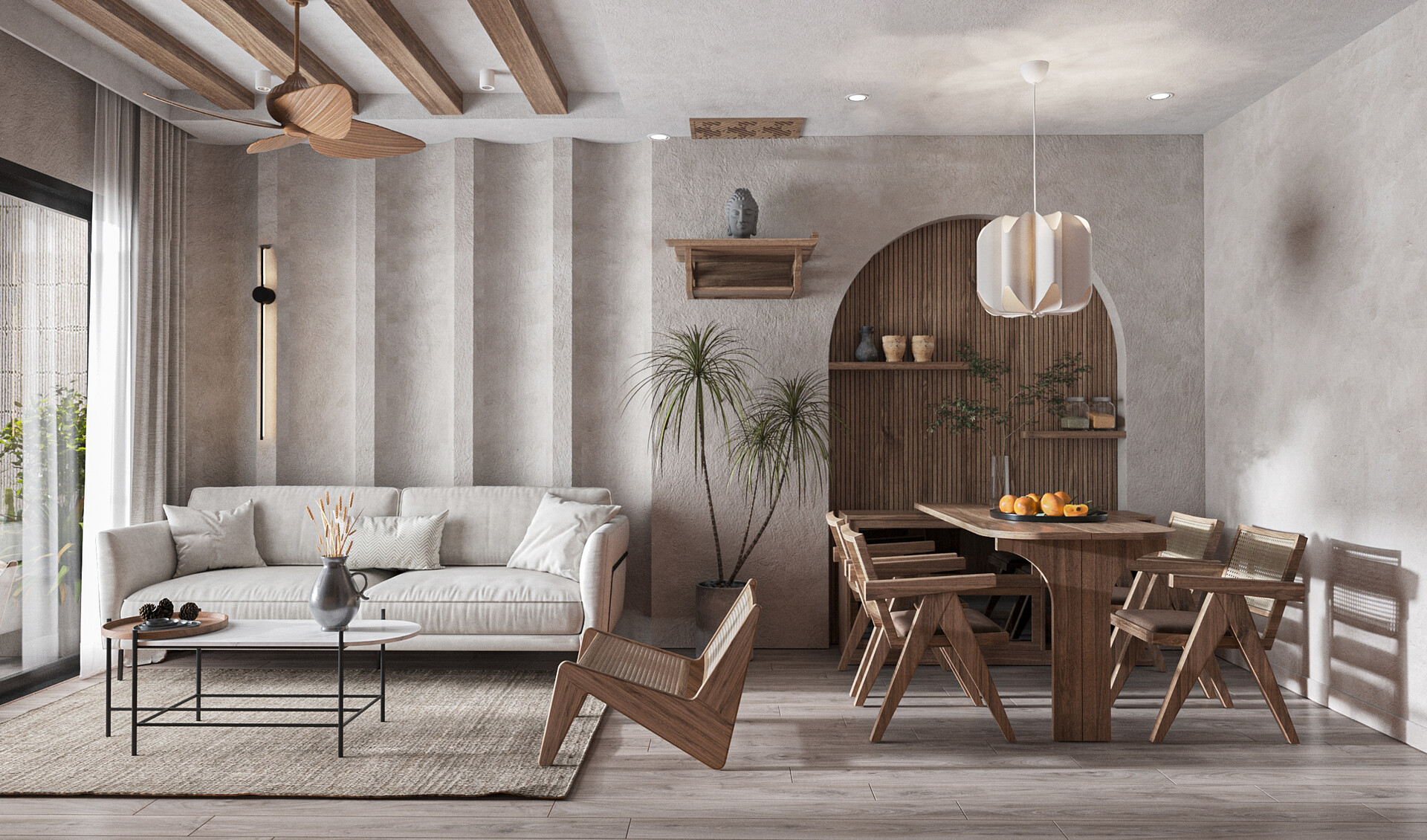 ArtStation - 3d Visualization of the interior in wabi sabi style and light rendering