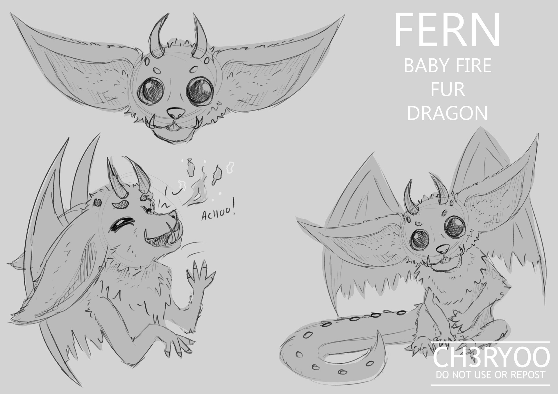 ArtStation - Fern, baby fire fur dragon concept