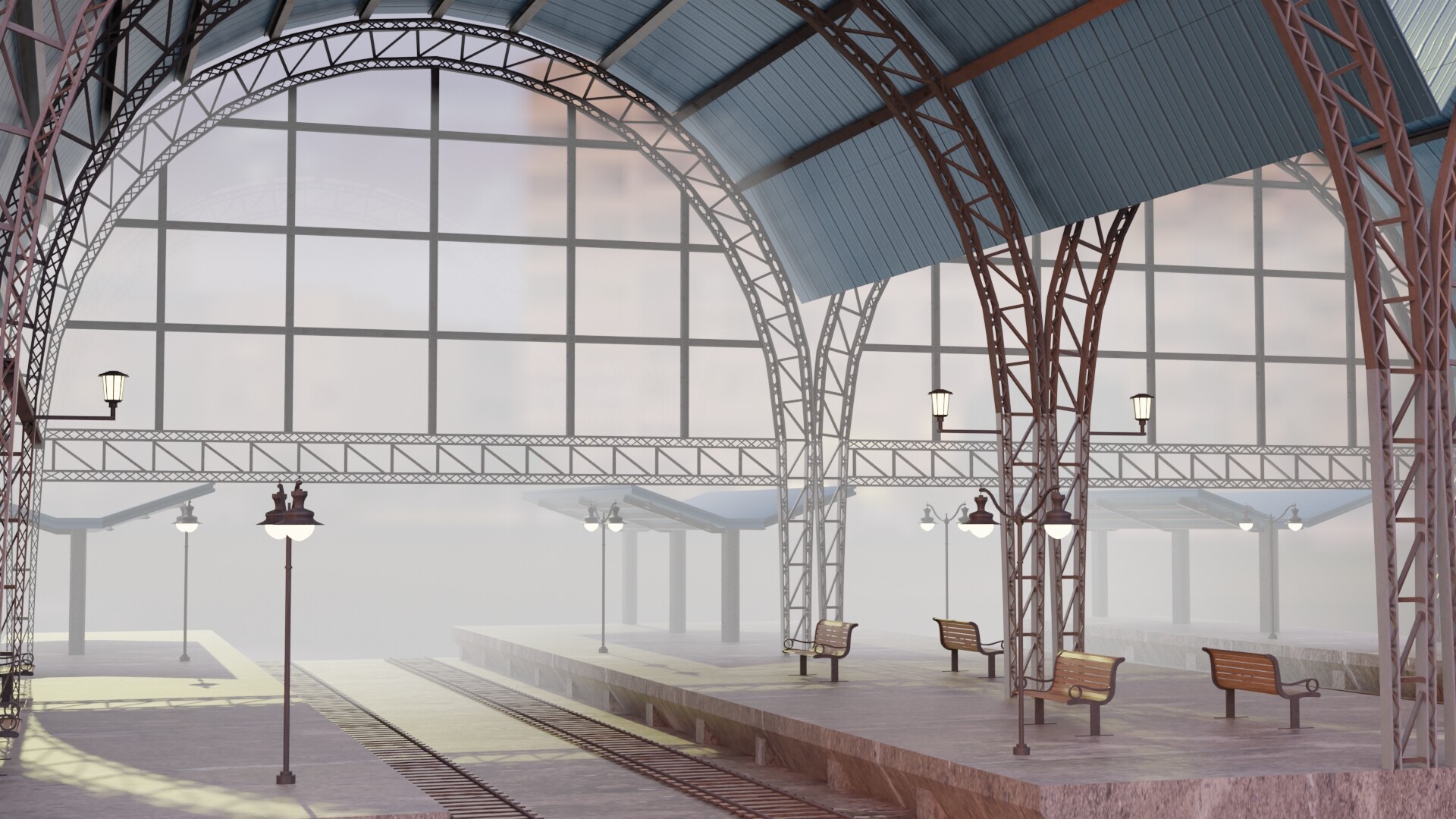 ArtStation - Railway Station 3D model