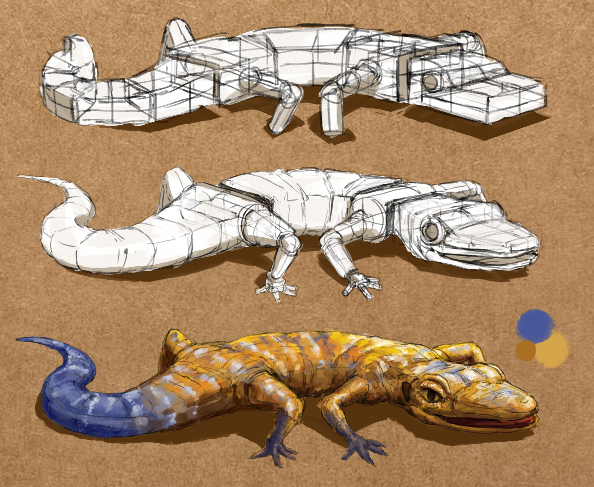 ArtStation - volumetric drawing lizard