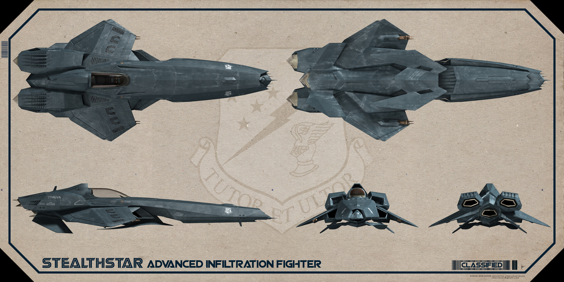 ArtStation - Stealthstar - Advanced Infiltration Fighter - BSG - Plan Views