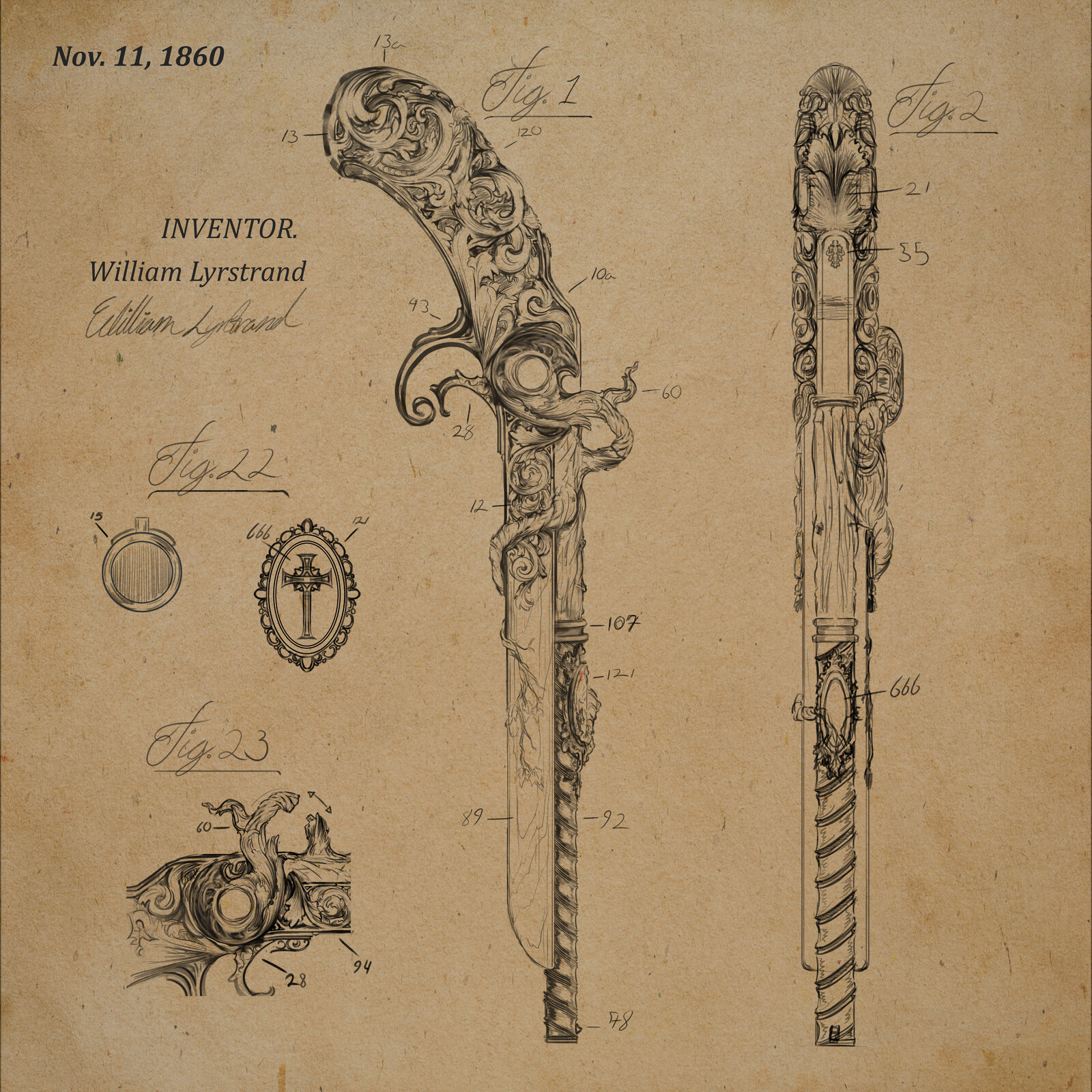 William Lyrstrand Christensen - Victorian/gothic flintstone gun