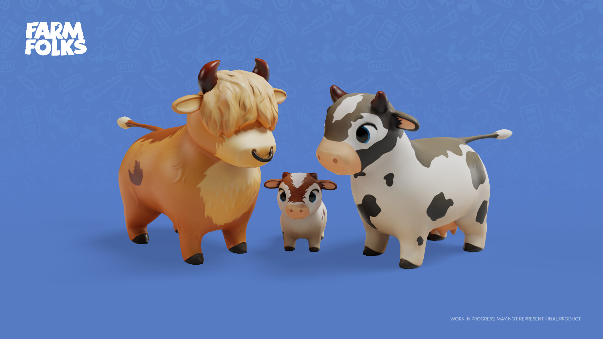 ArtStation - Bull, Cow & Calf Family for Farm Folks