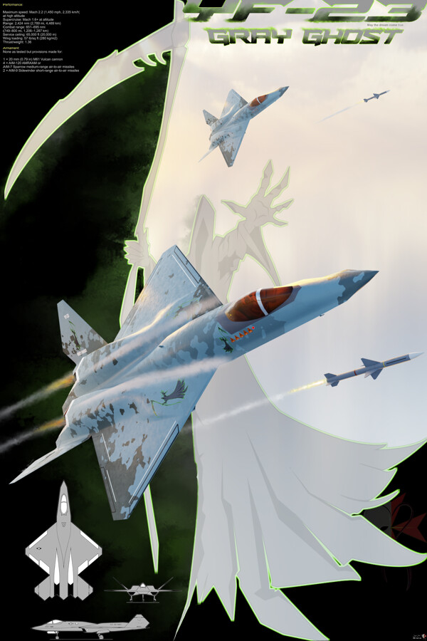 ArtStation - YF-23 - Gray Ghost - May the Dream come true - Fan Art - No AI