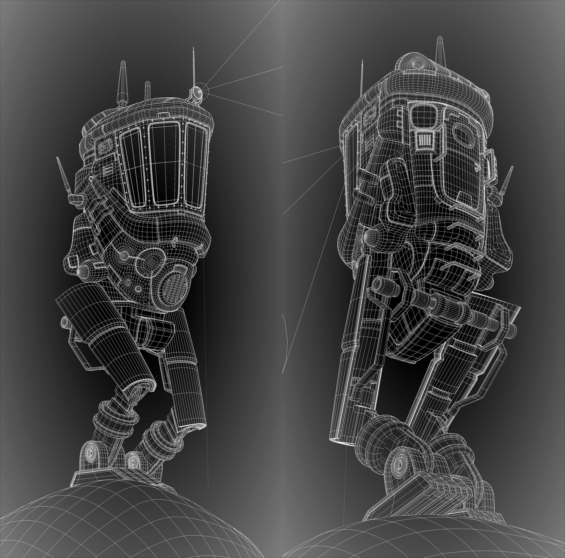 Šimon Lánský - 3D model of Ian McQue's mech concept