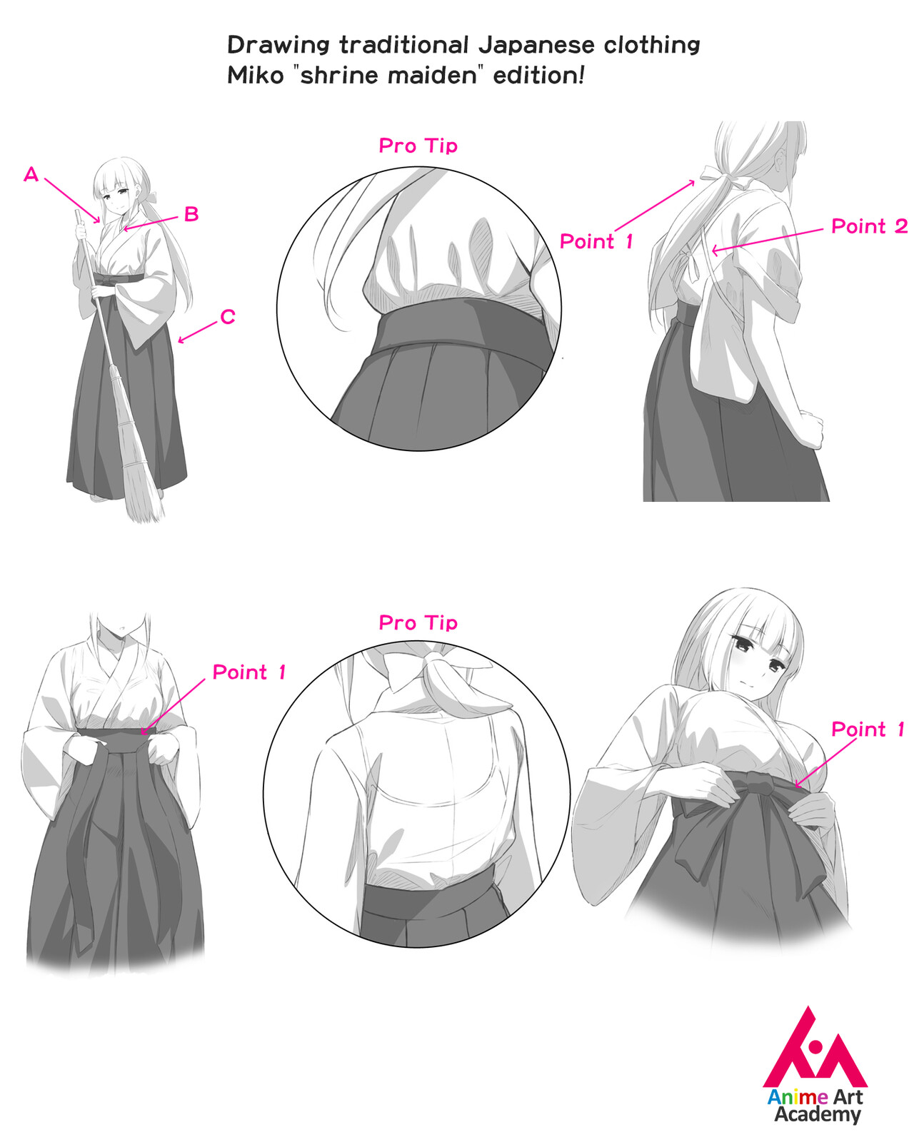 Anime Art Academy - Drawing traditional Japanese clothing – Miko ...