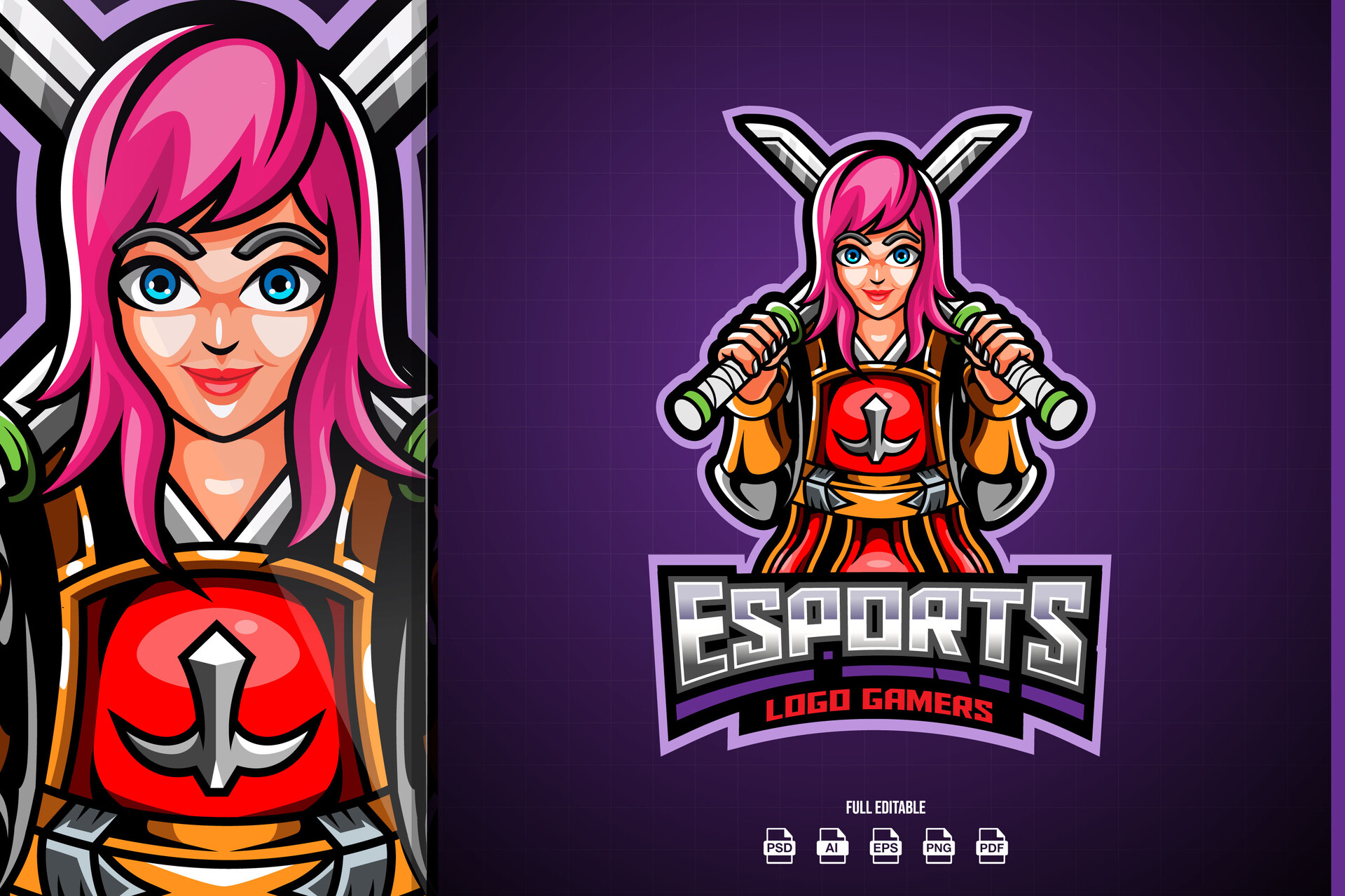 ArtStation - Pink Lady Sword Esports Logo