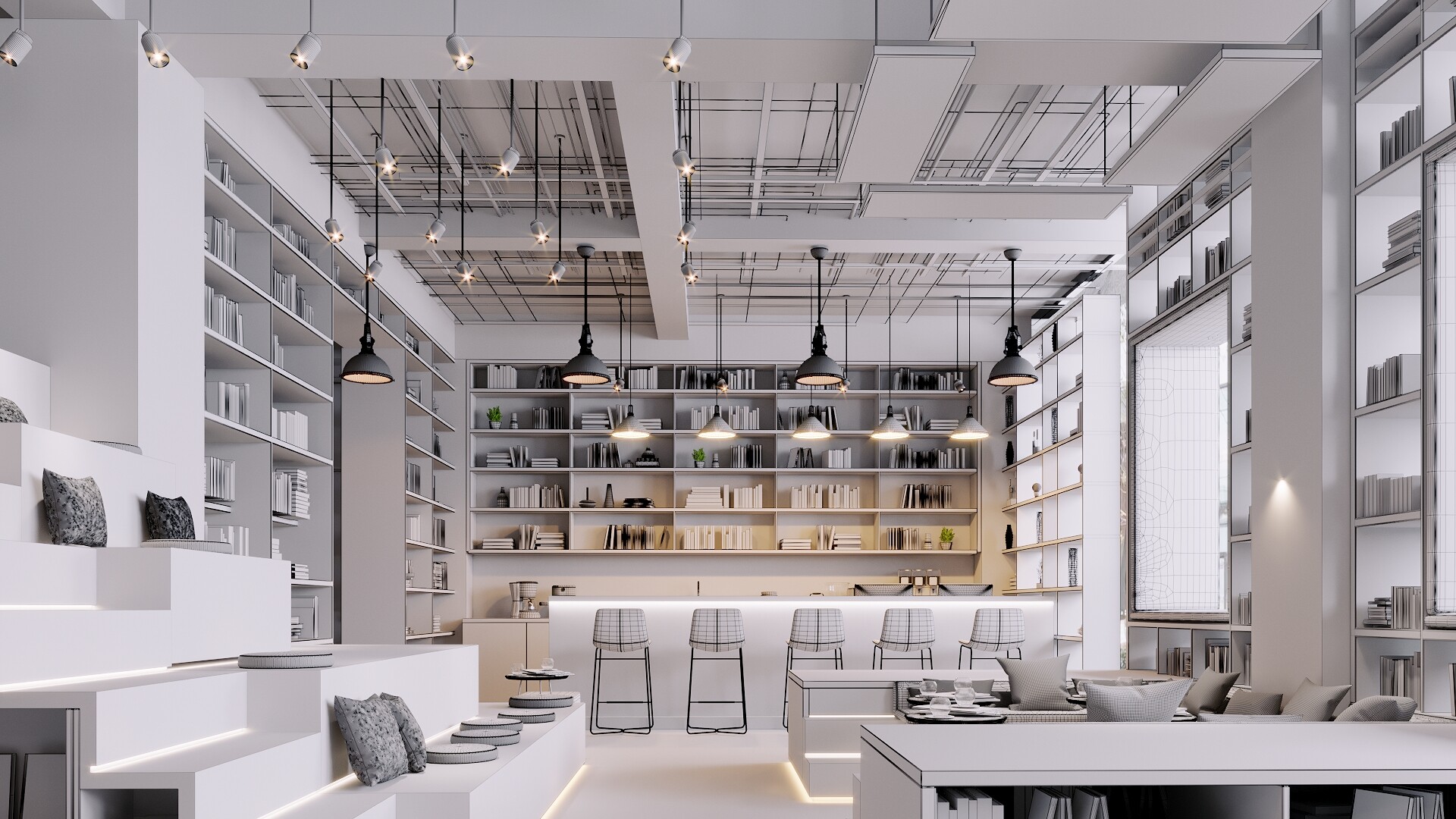 Archviz Hub - Design and Visualize Your Ideas - Modern library design 02