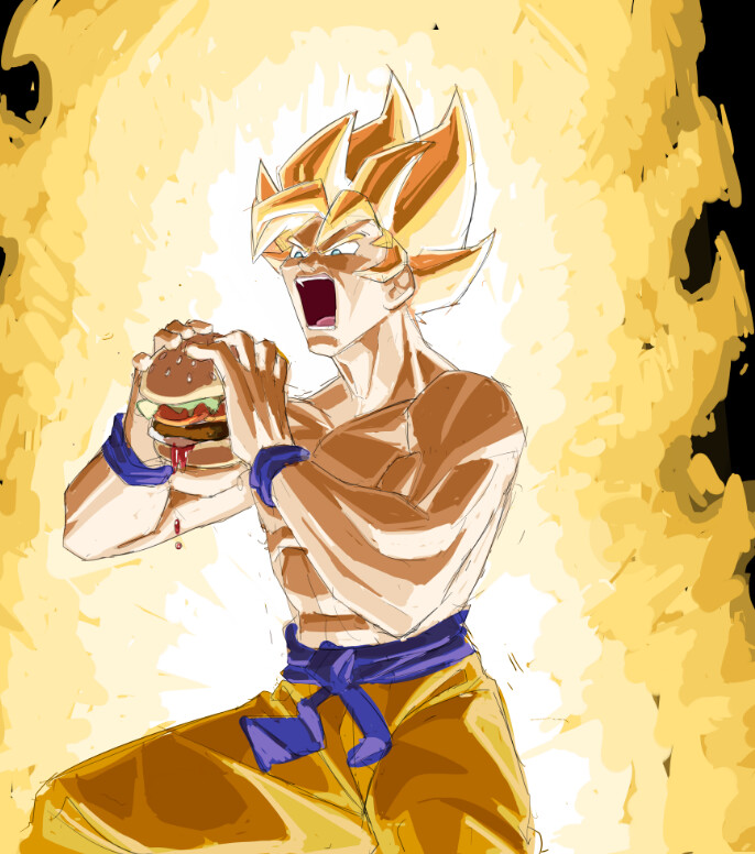 ArtStation - goku eats a hamborger