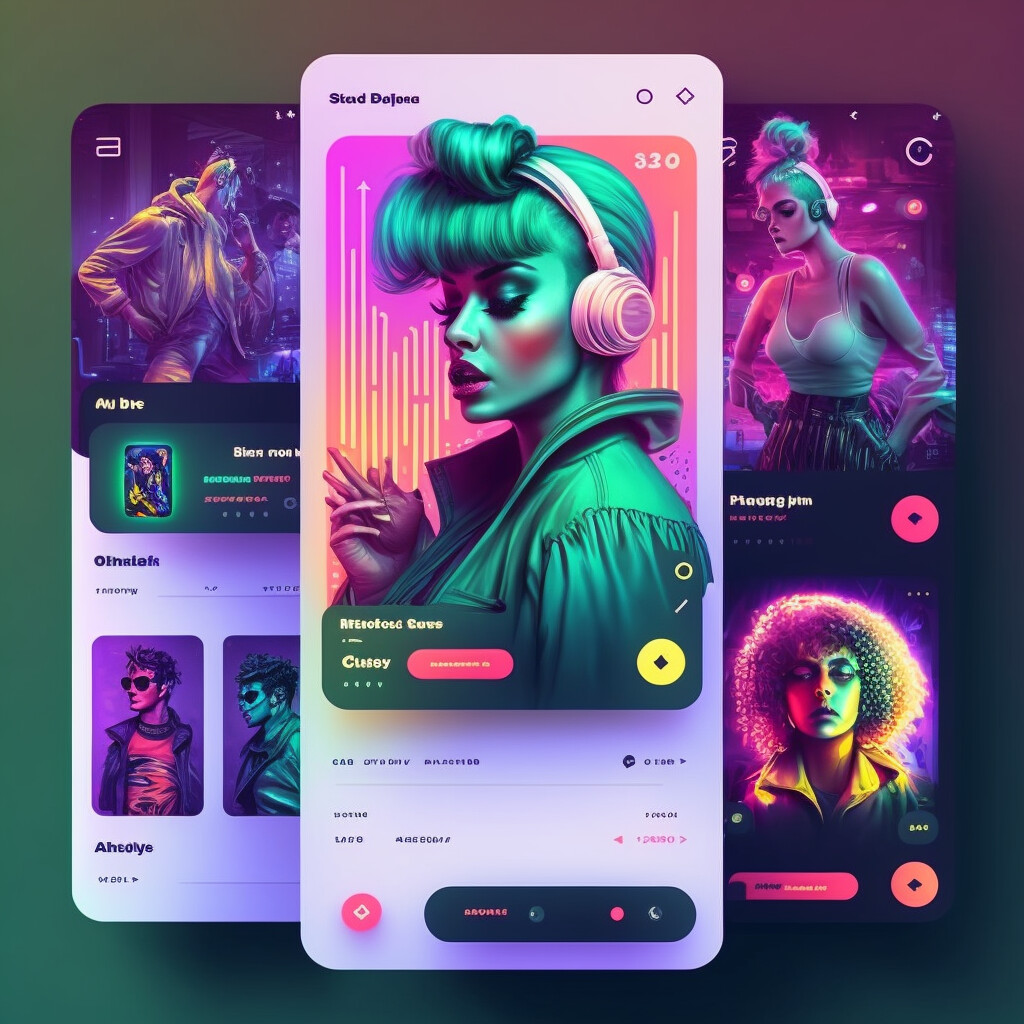ArtStation - 70s Disco App UI design