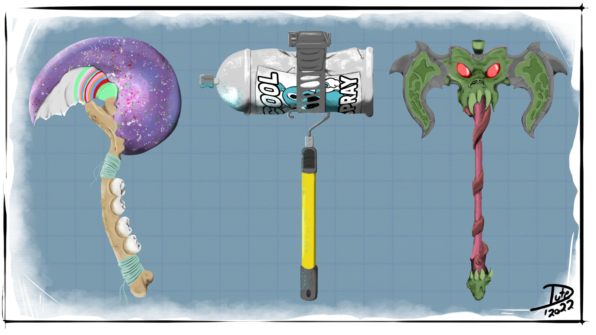 how to draw fortnite harvesting tools