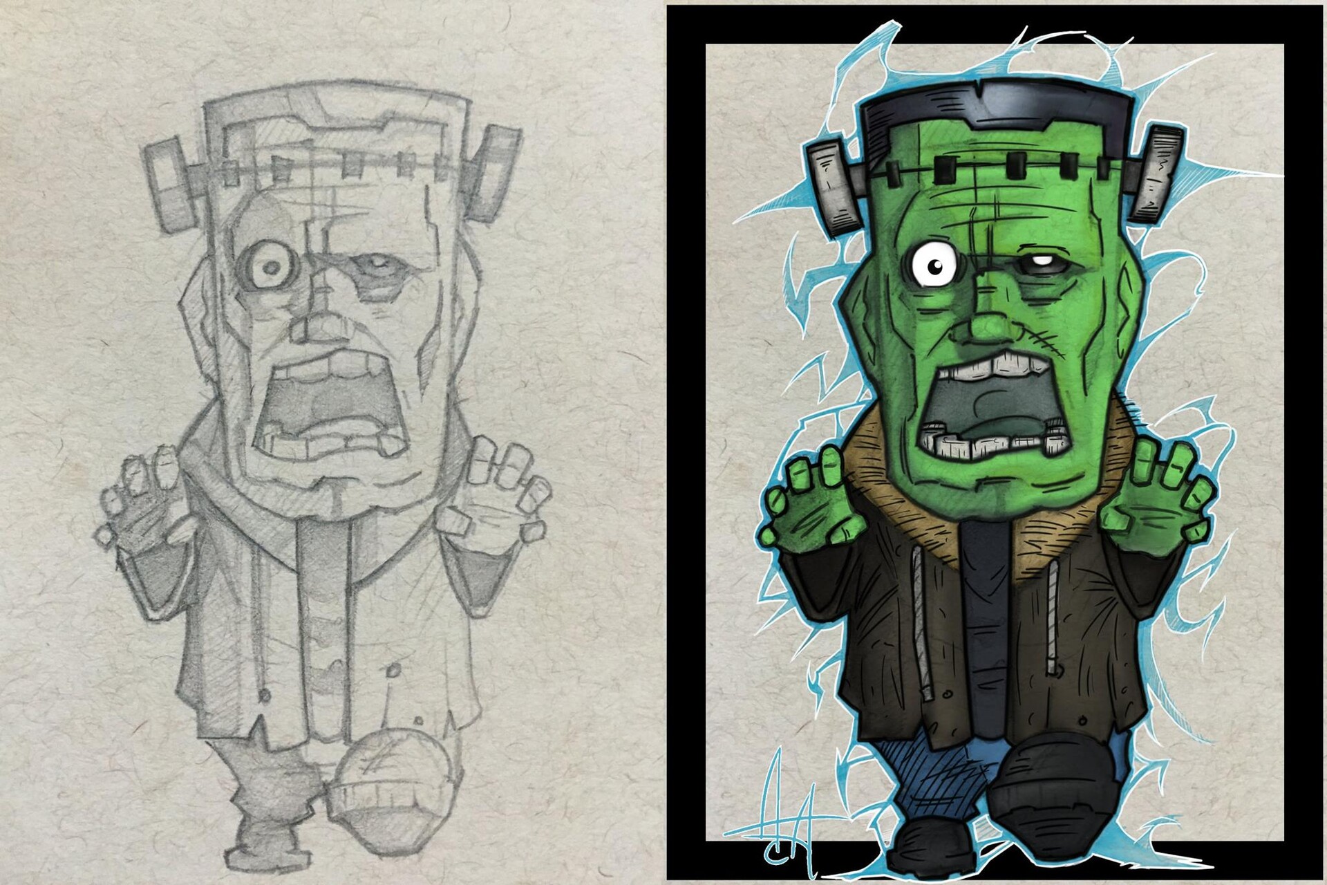 ArtStation - Cartoon Frankenstein's Monster