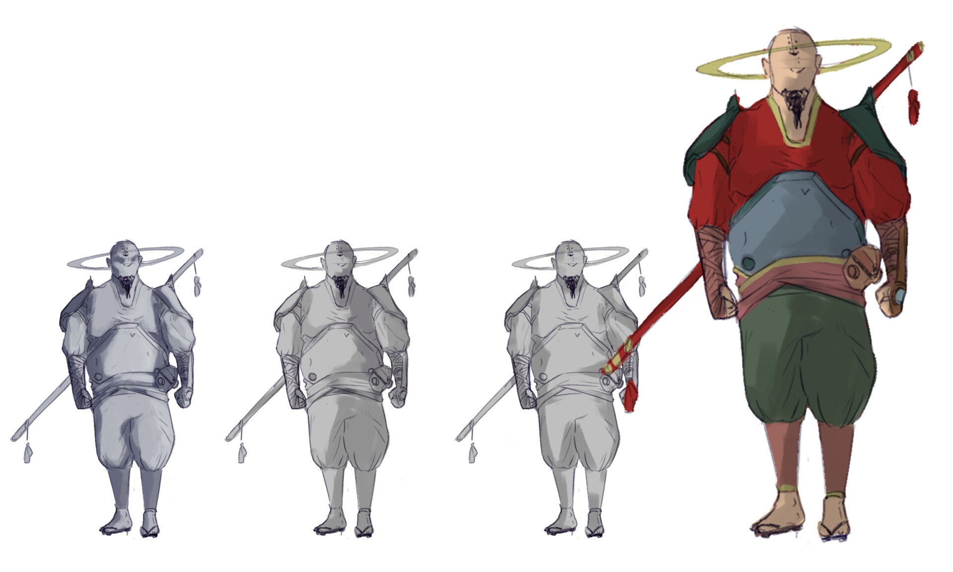 Joel Royall-West - [WIP] Monk OC Concept Art and Character Design.