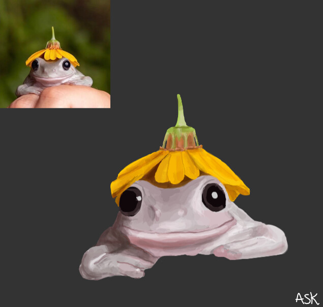 ArtStation - Frog with flower hat