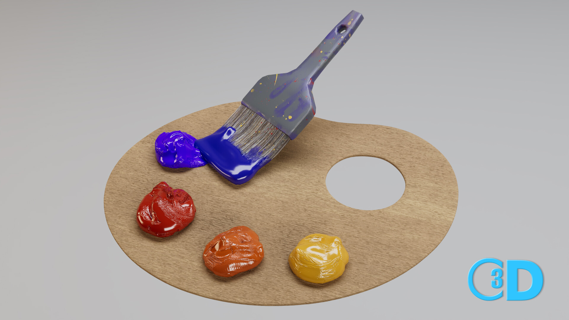 ArtStation - Realistic Oil Paint Palette and Brush