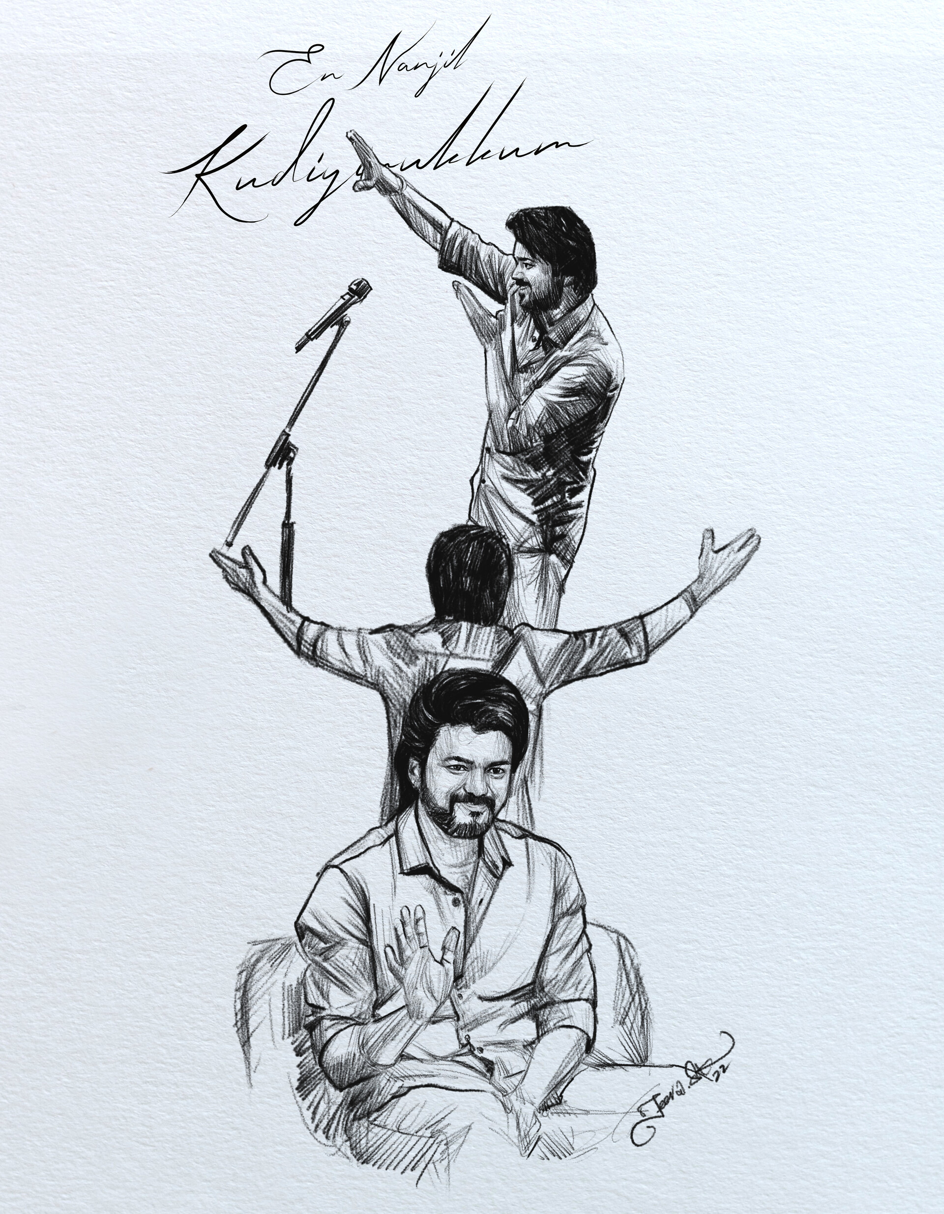 Jeeva Artist SK - #EnNenjilKudiyirukkum Thalapathy Vijay Pencil Sketch ...