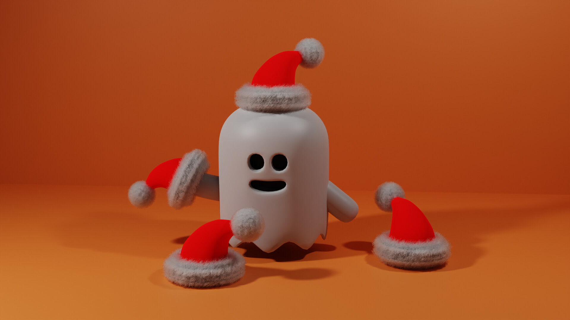 ArtStation - Ghost With Santa Hat.