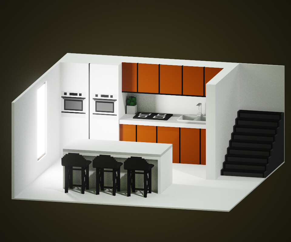 ArtStation - voxel kitchen concept