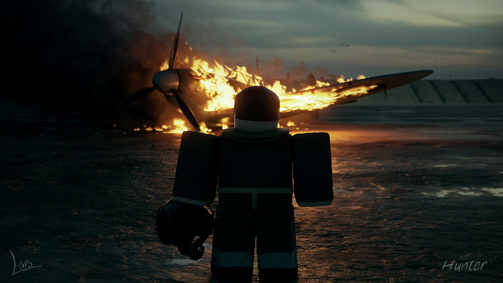 ArtStation - Burning Spitfire