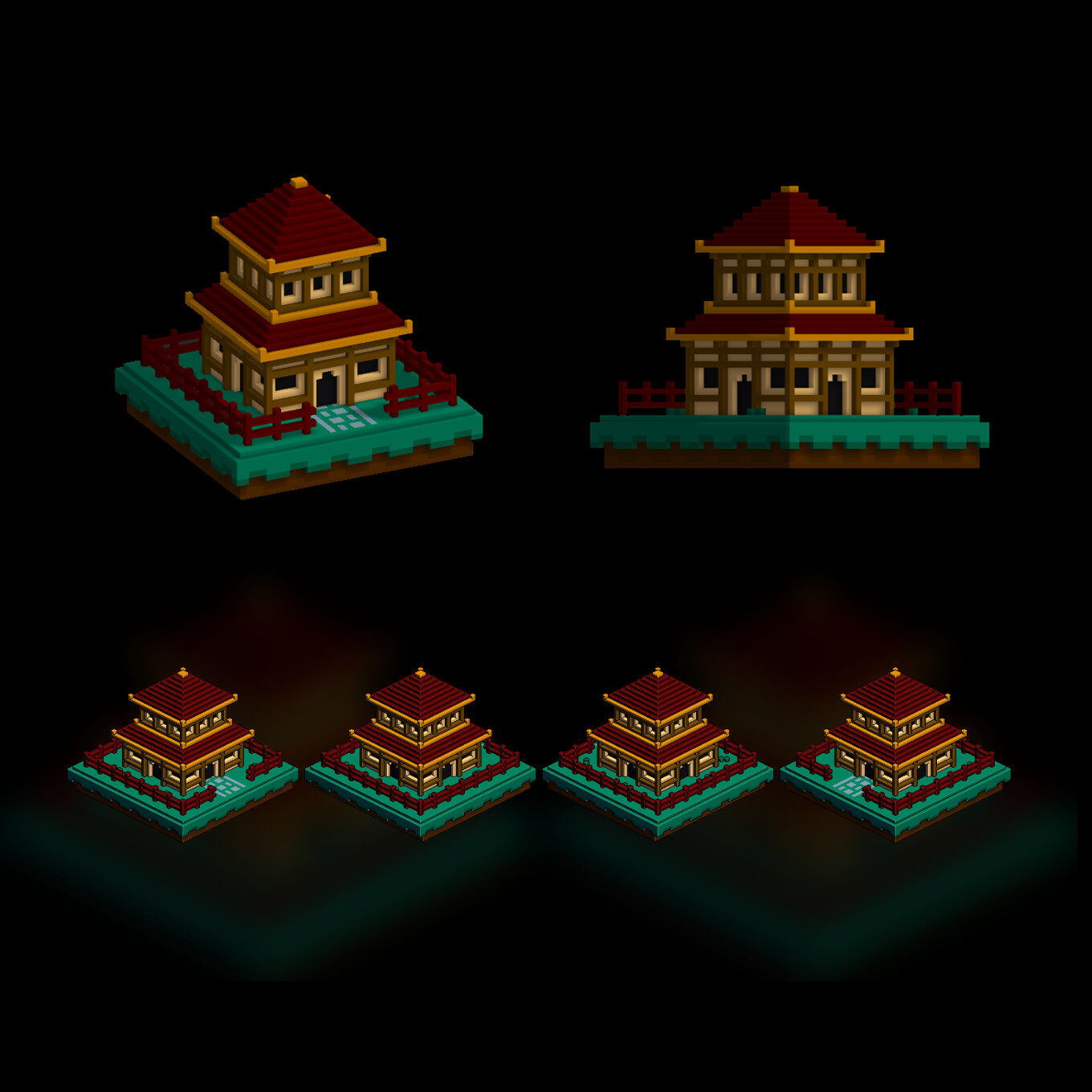 ArtStation - Chinese Temple - Voxel Art