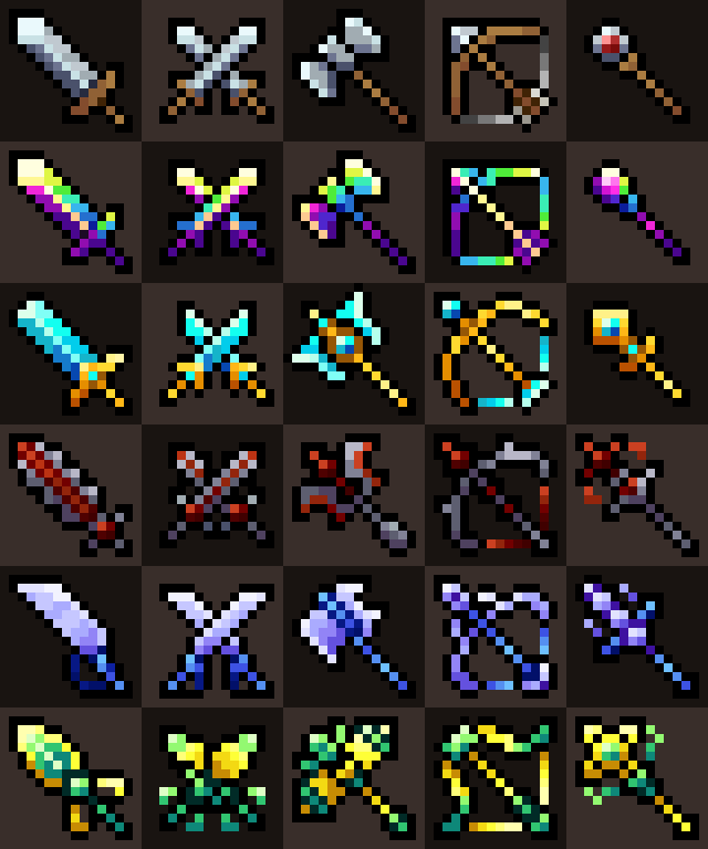 ArtStation - 16x16 pixel weapons