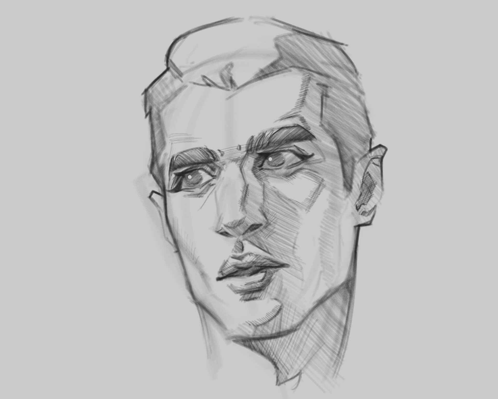 ArtStation - Portrait with crosshatching technique