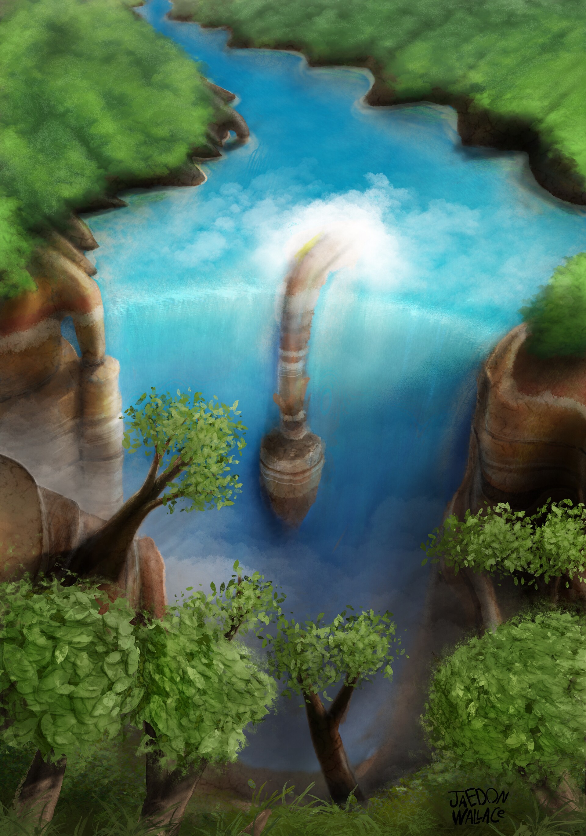 ArtStation - Forest Waterfall