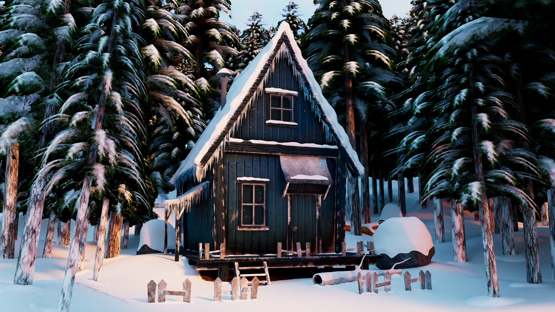 ArtStation - Winter cabin