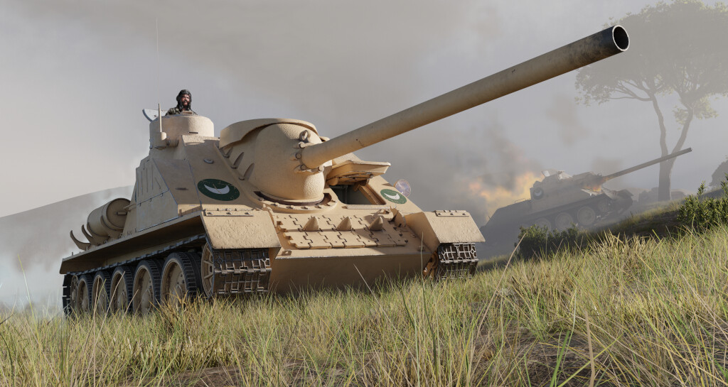 ArtStation - Su_100 tank destroyer in action.