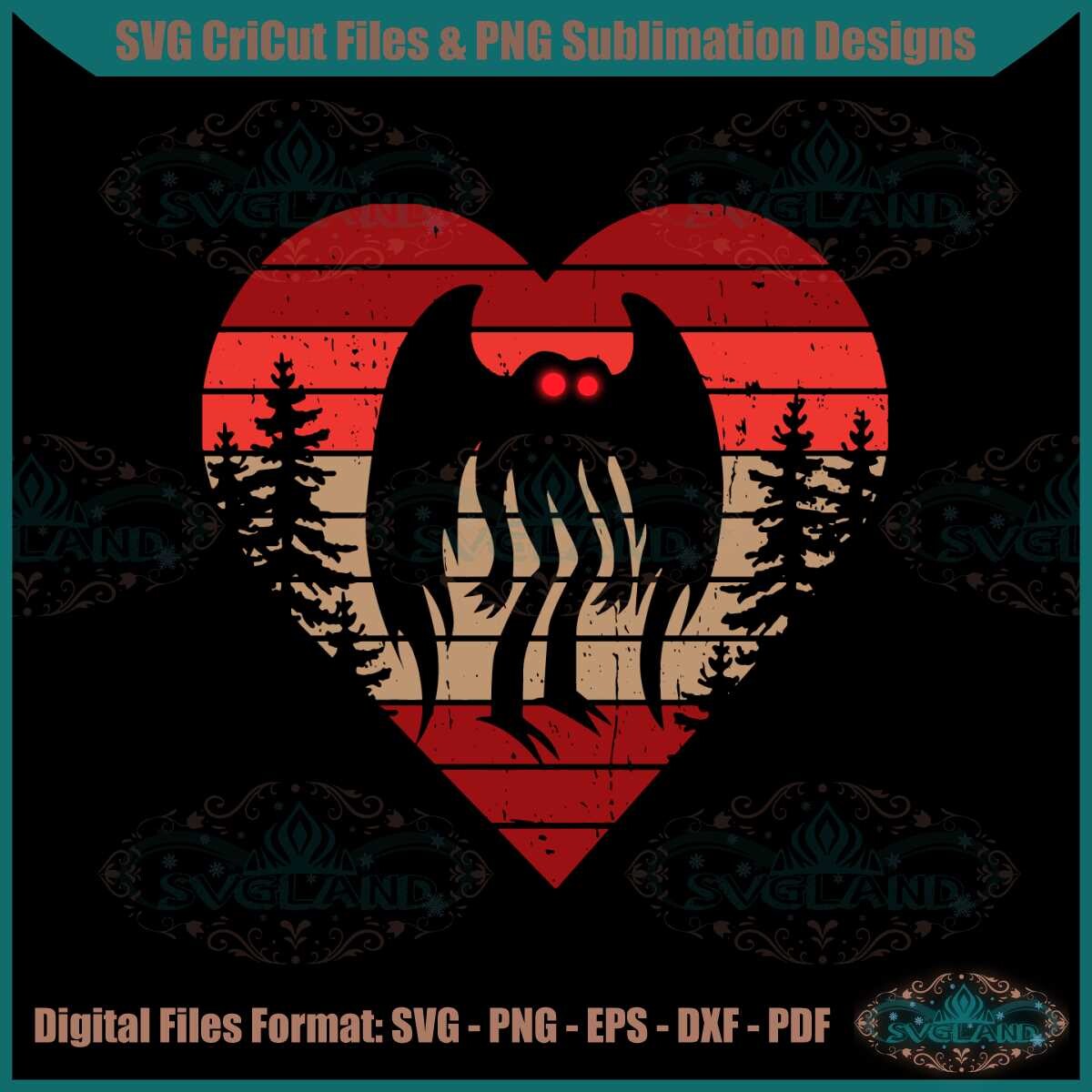 ArtStation - Funny Mothman Heart Valentine’s Day Svg Cutting Files