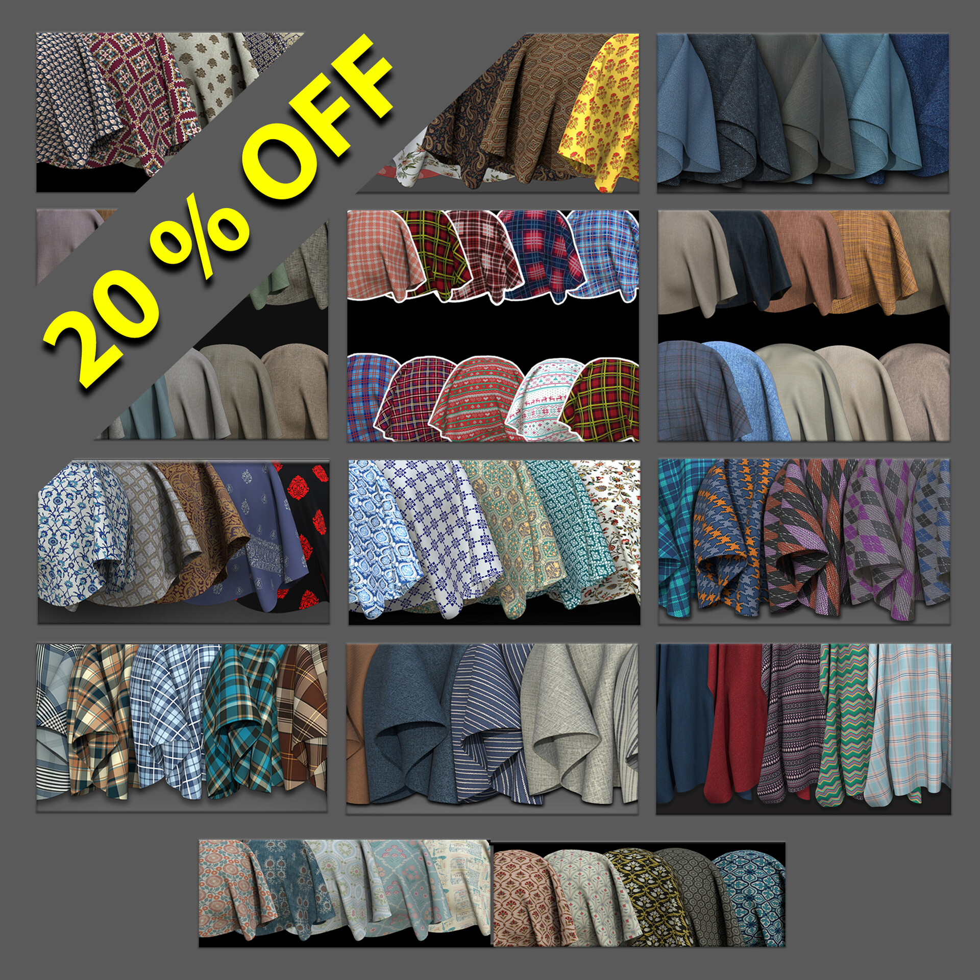 ArtStation - Fabric Textures and Patterns Bundle