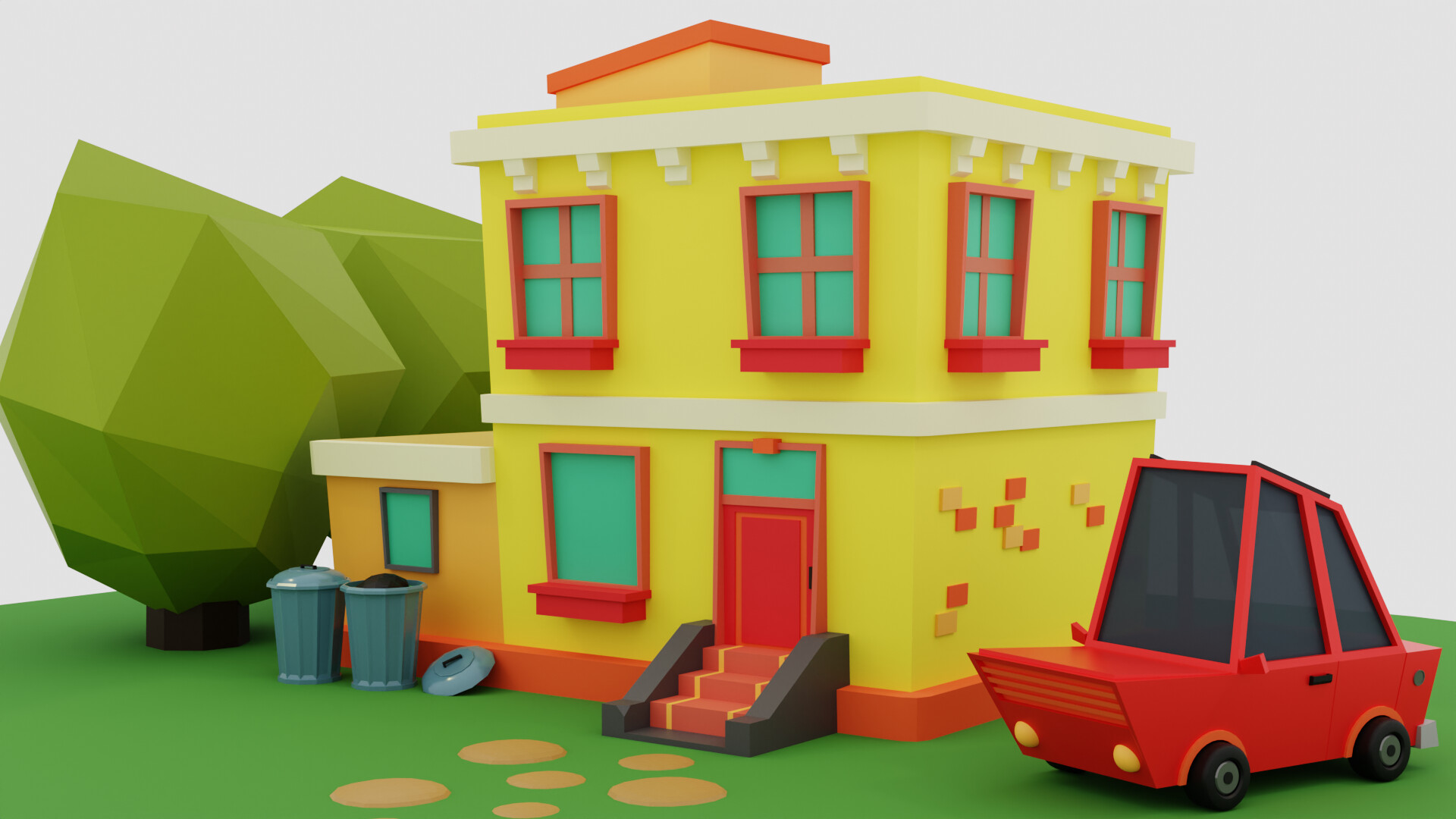 ArtStation - Low poly Building scene