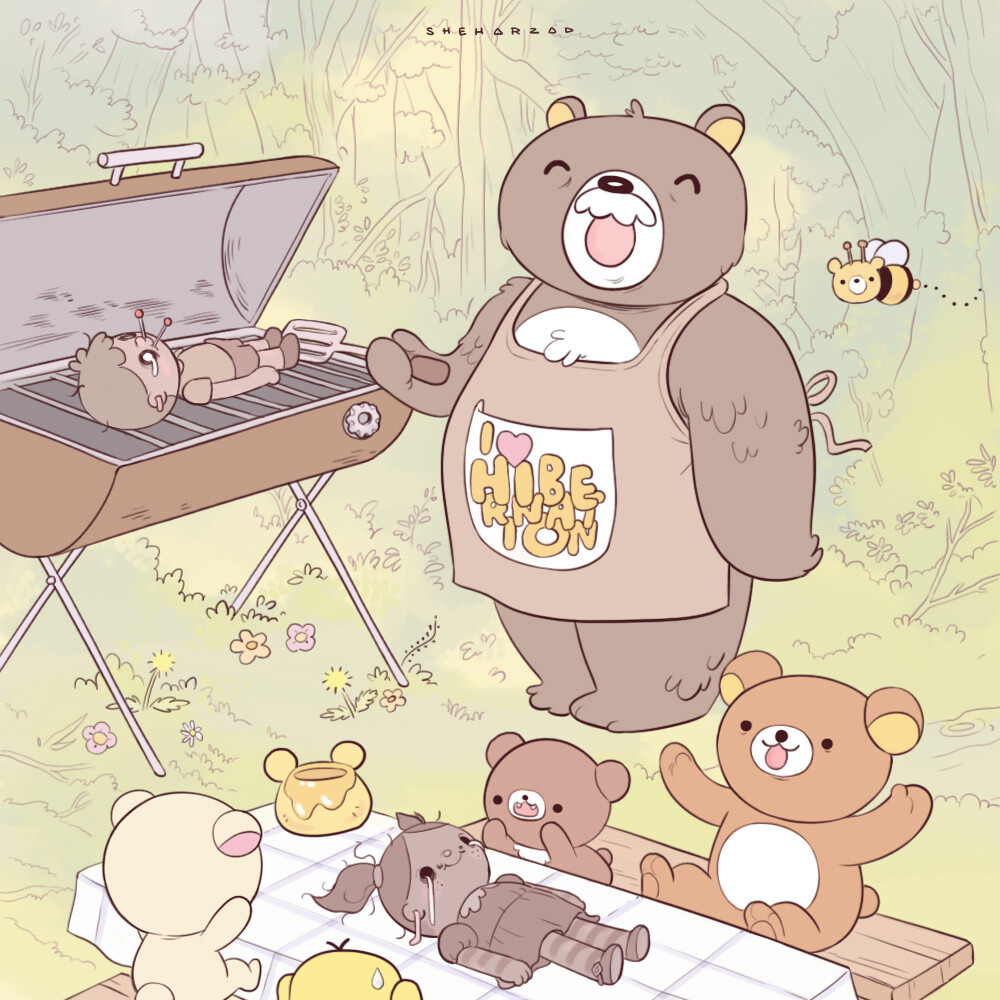 ArtStation - Rilakkuma family BBQ