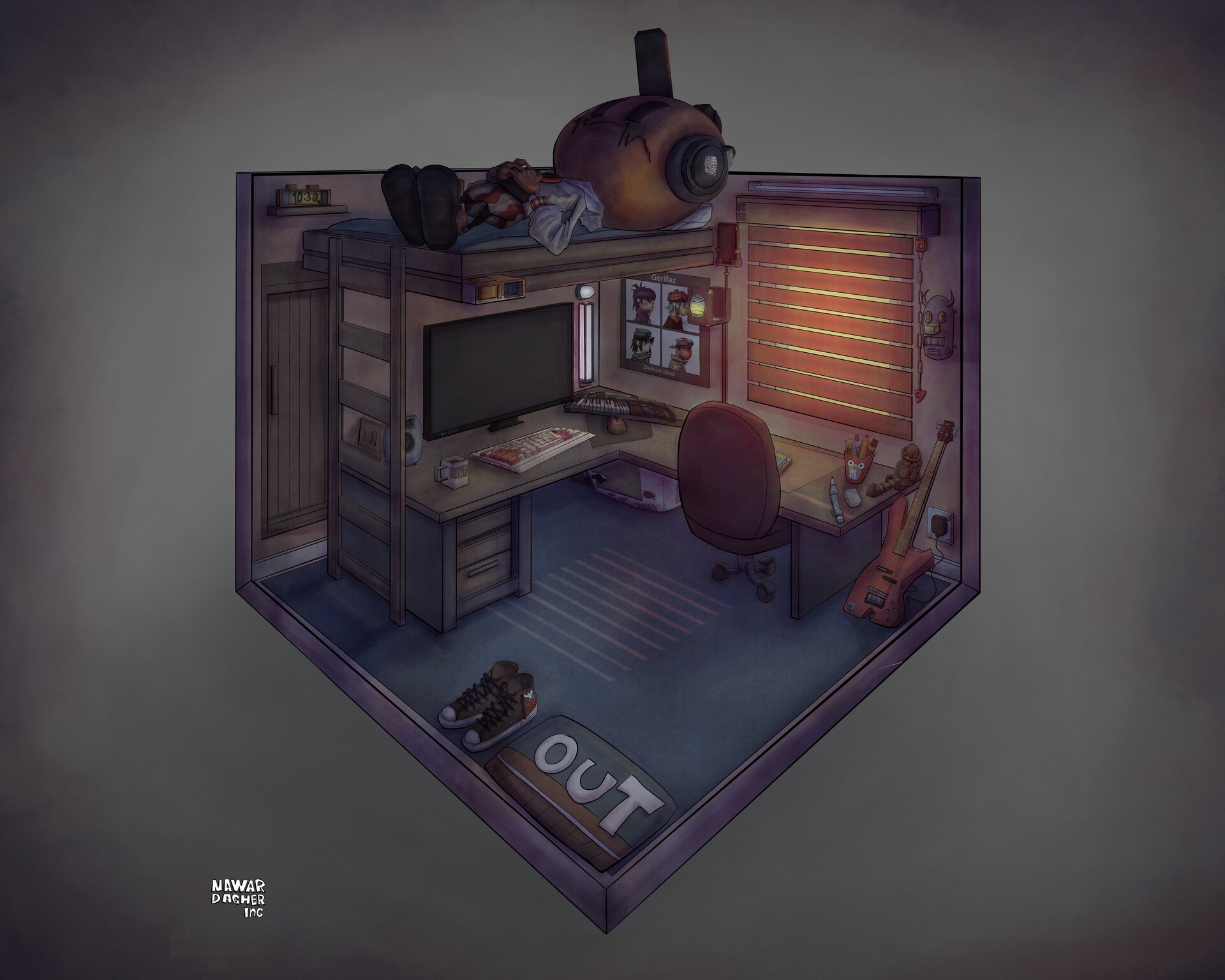 ArtStation - Meatball head(my oc) room artwork.