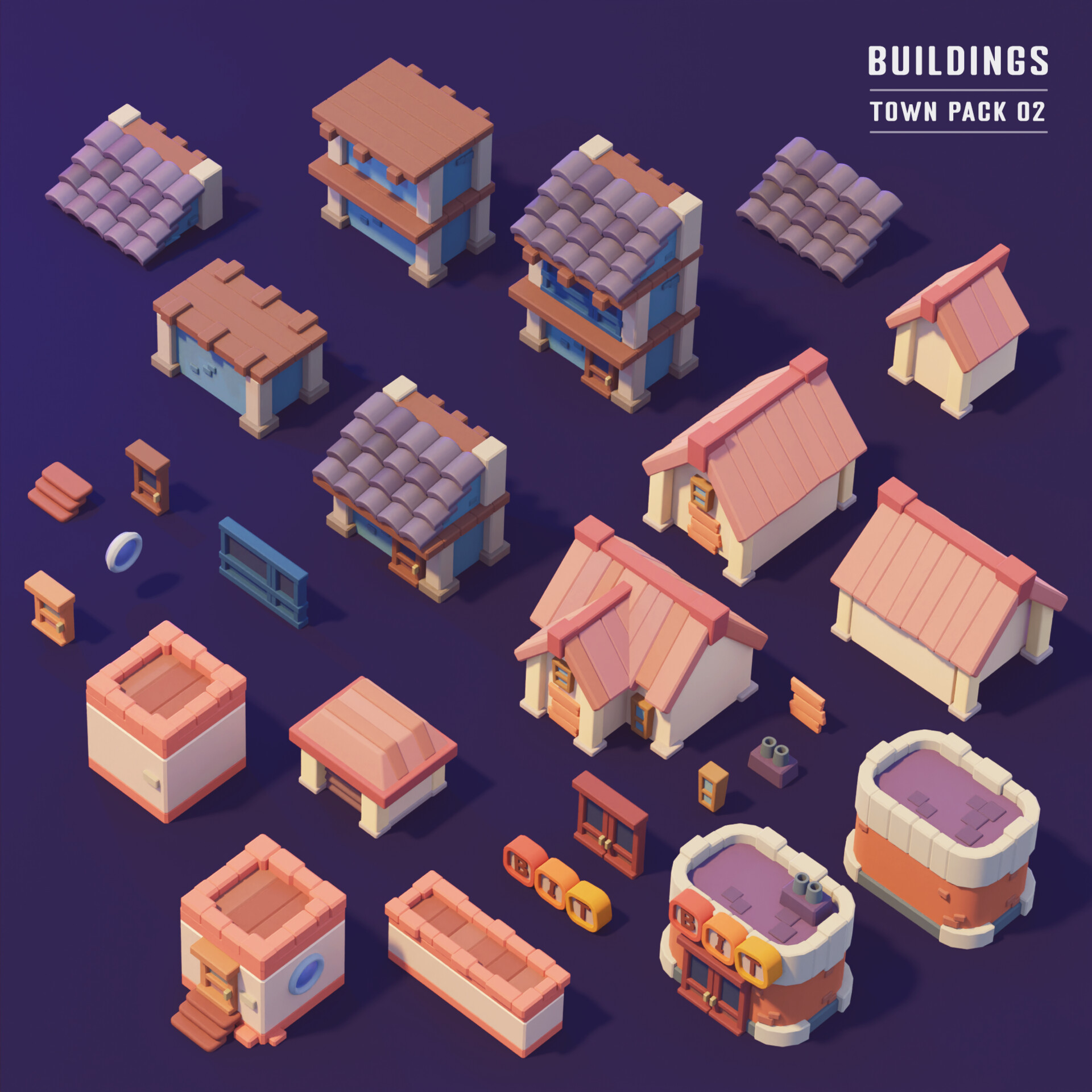 ArtStation - Building - Town Pack 02 Stylized 3D Game Assets