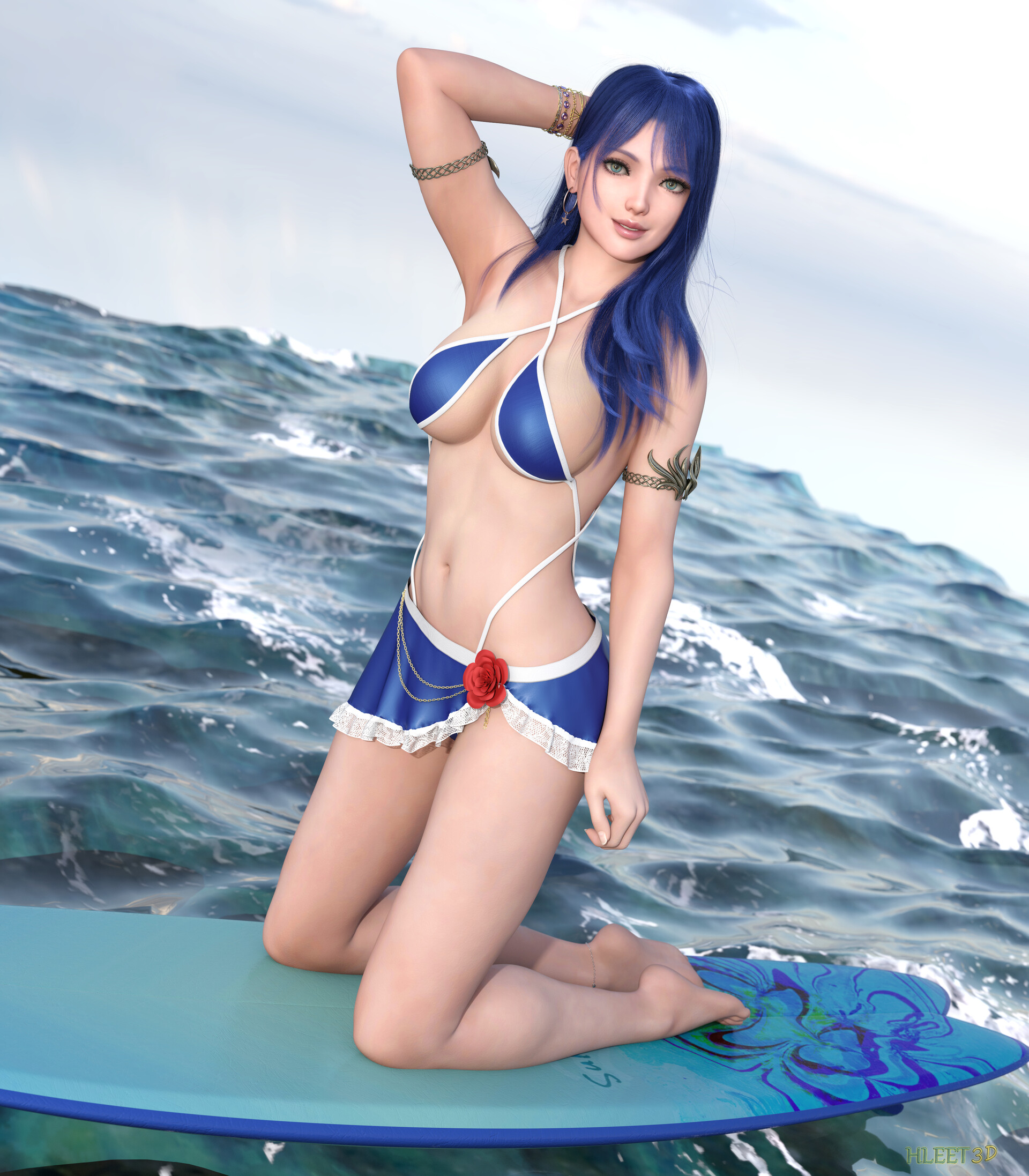 ArtStation - Lobelia posing on surfboard