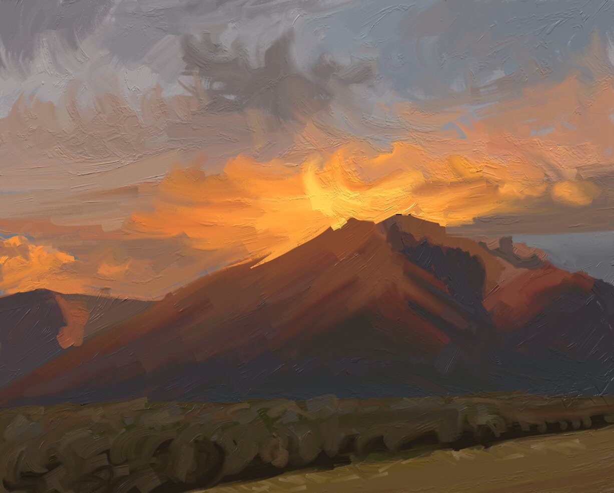 ArtStation - Taos Sunset Mountain