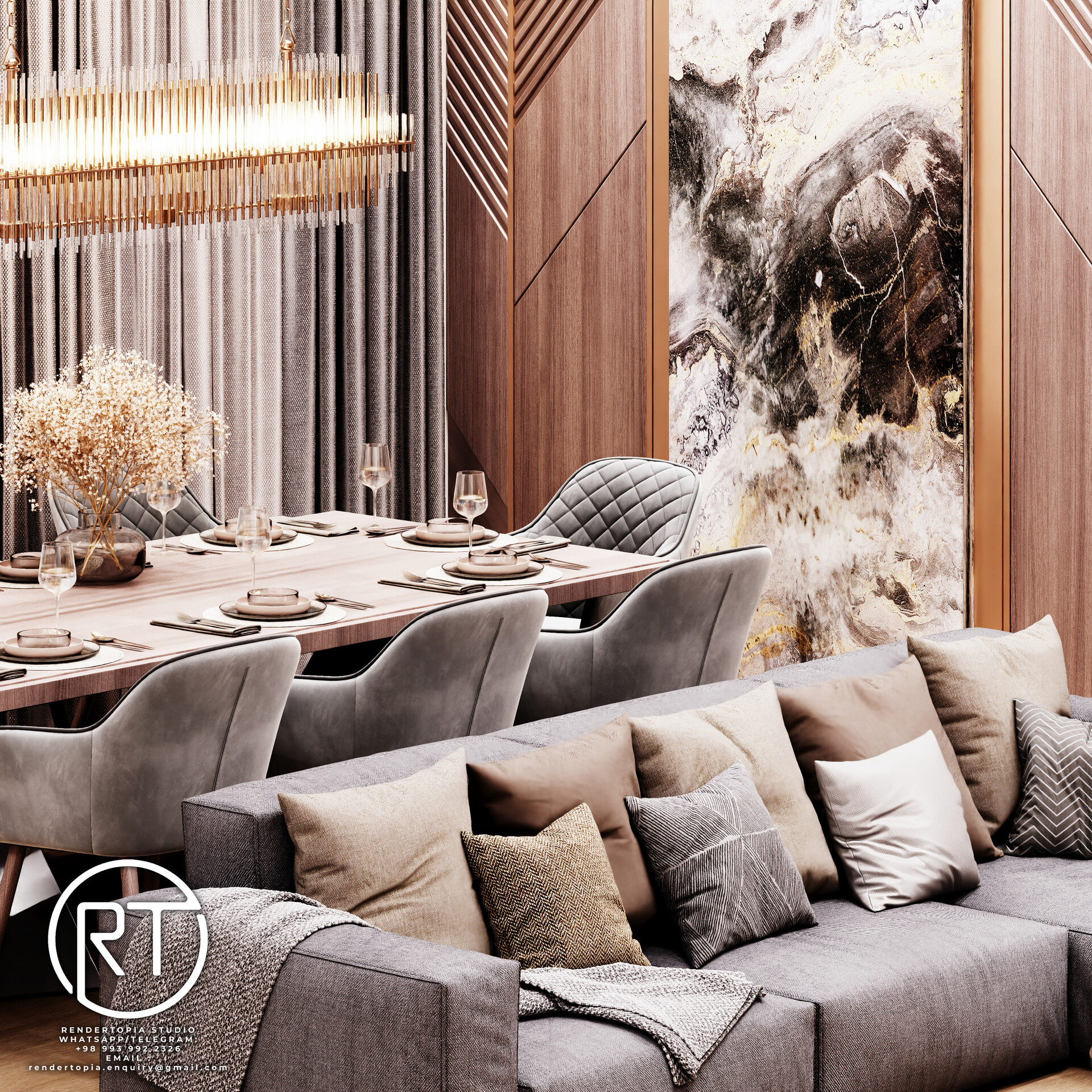 ArtStation - ArchViz Tutorial - Architecture Visualization - Modern Dining & TV Room with 3dsmax ...
