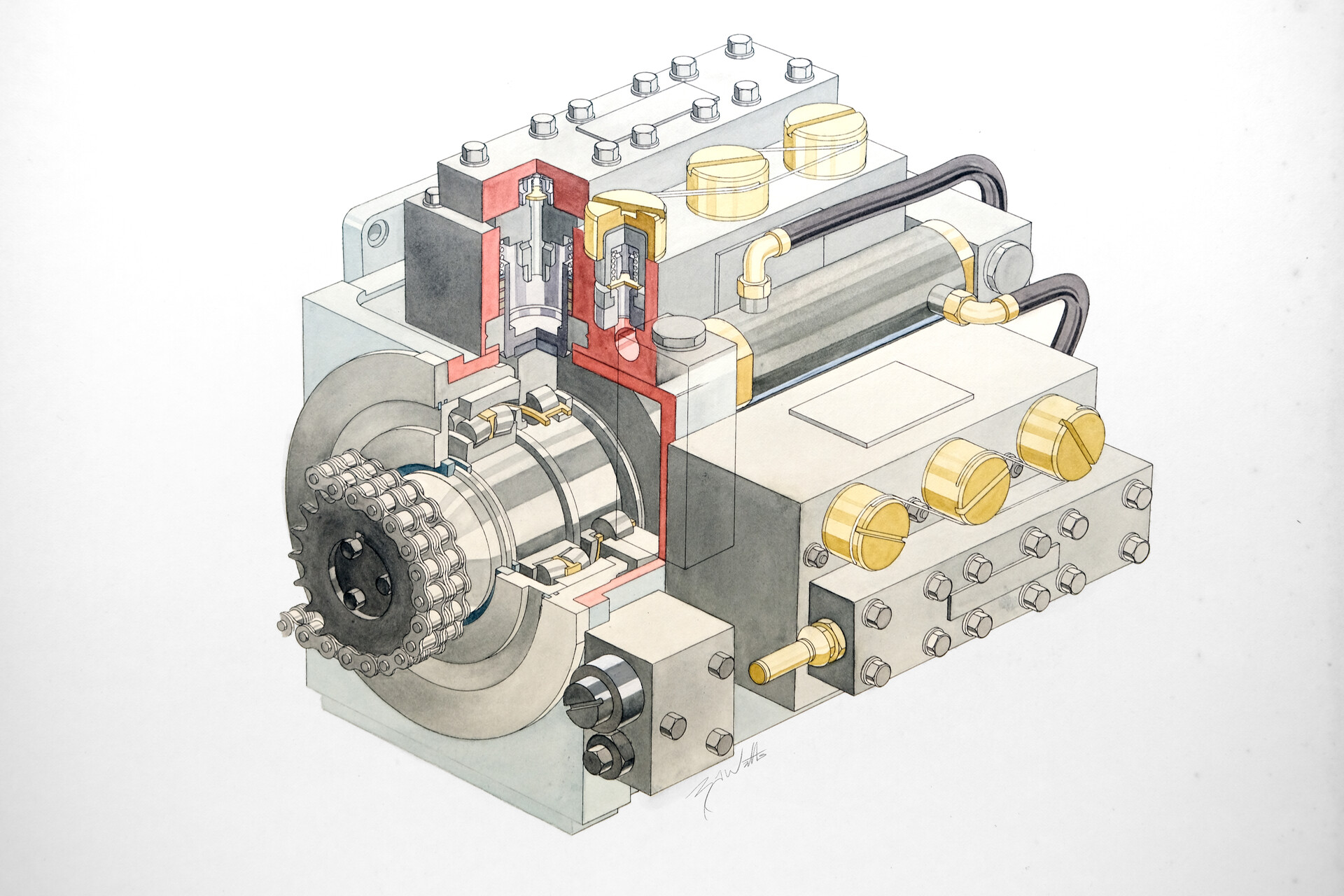 ArtStation - Technical Illustration of water booster pump
