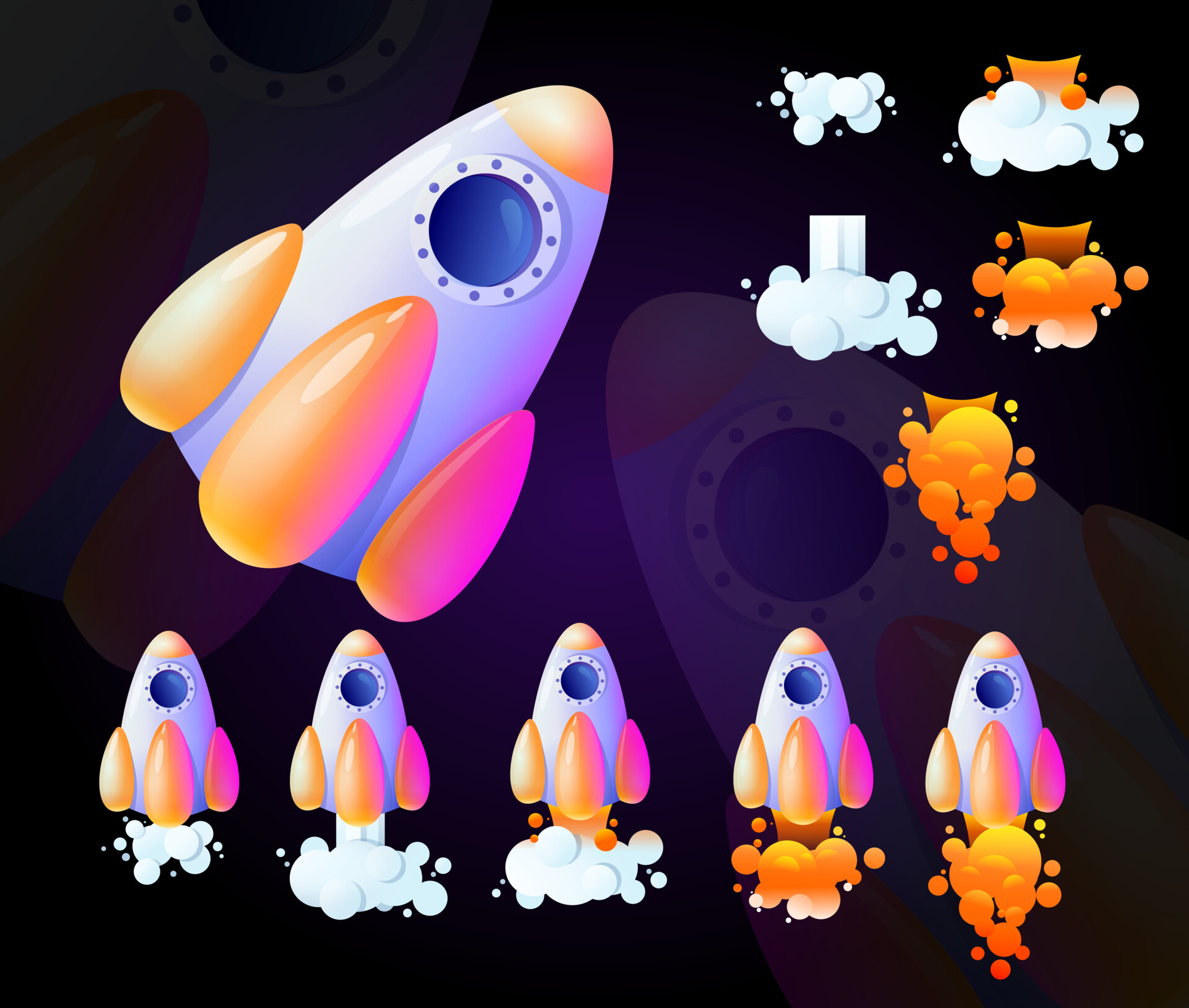 ArtStation - simple vector rocket with elements for animation