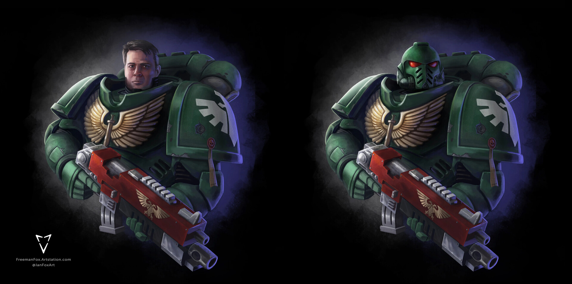 ArtStation - Space Marine bust commission - Dark Angel