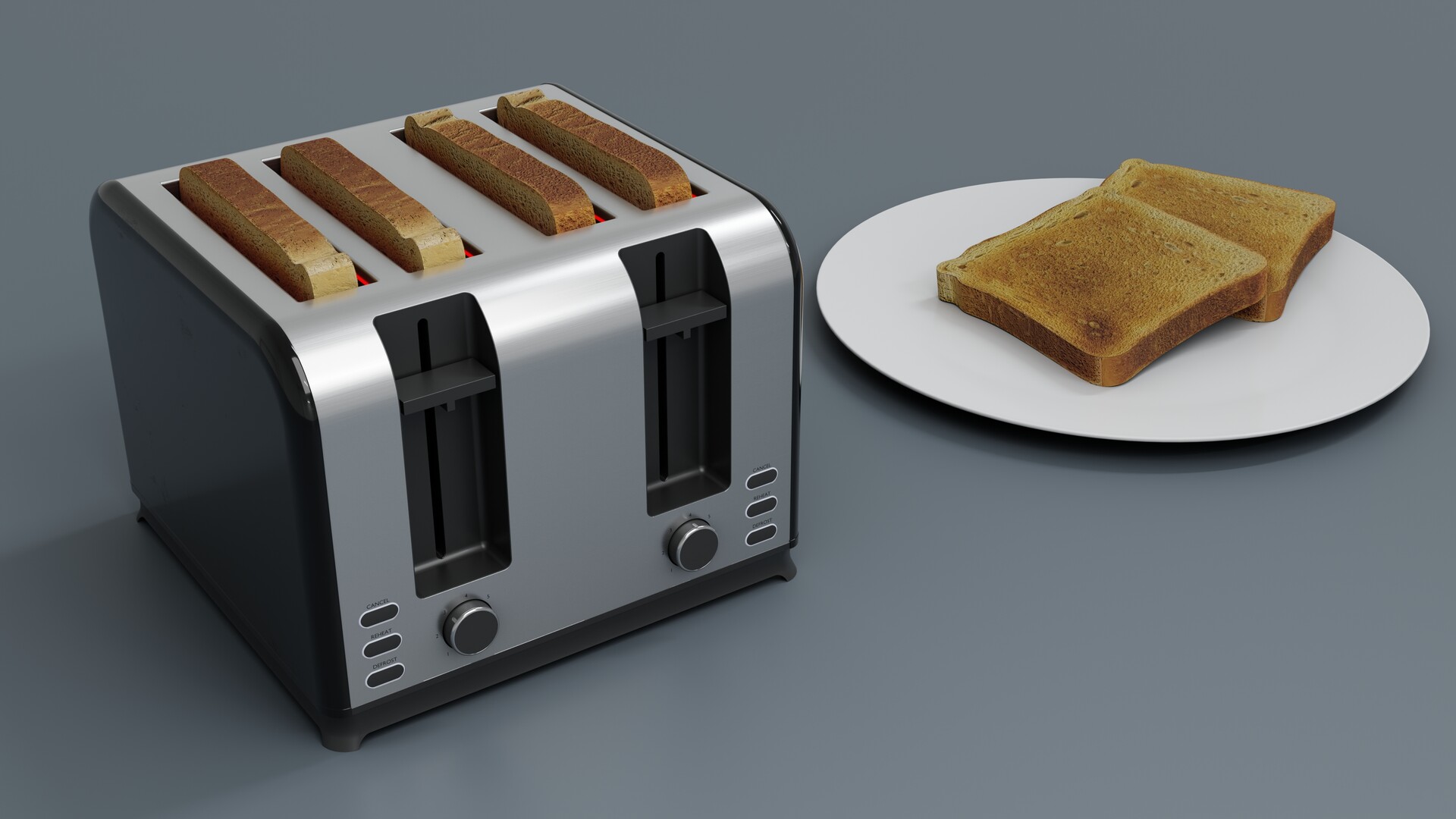 ArtStation - A four piece toaster with some toast on the side