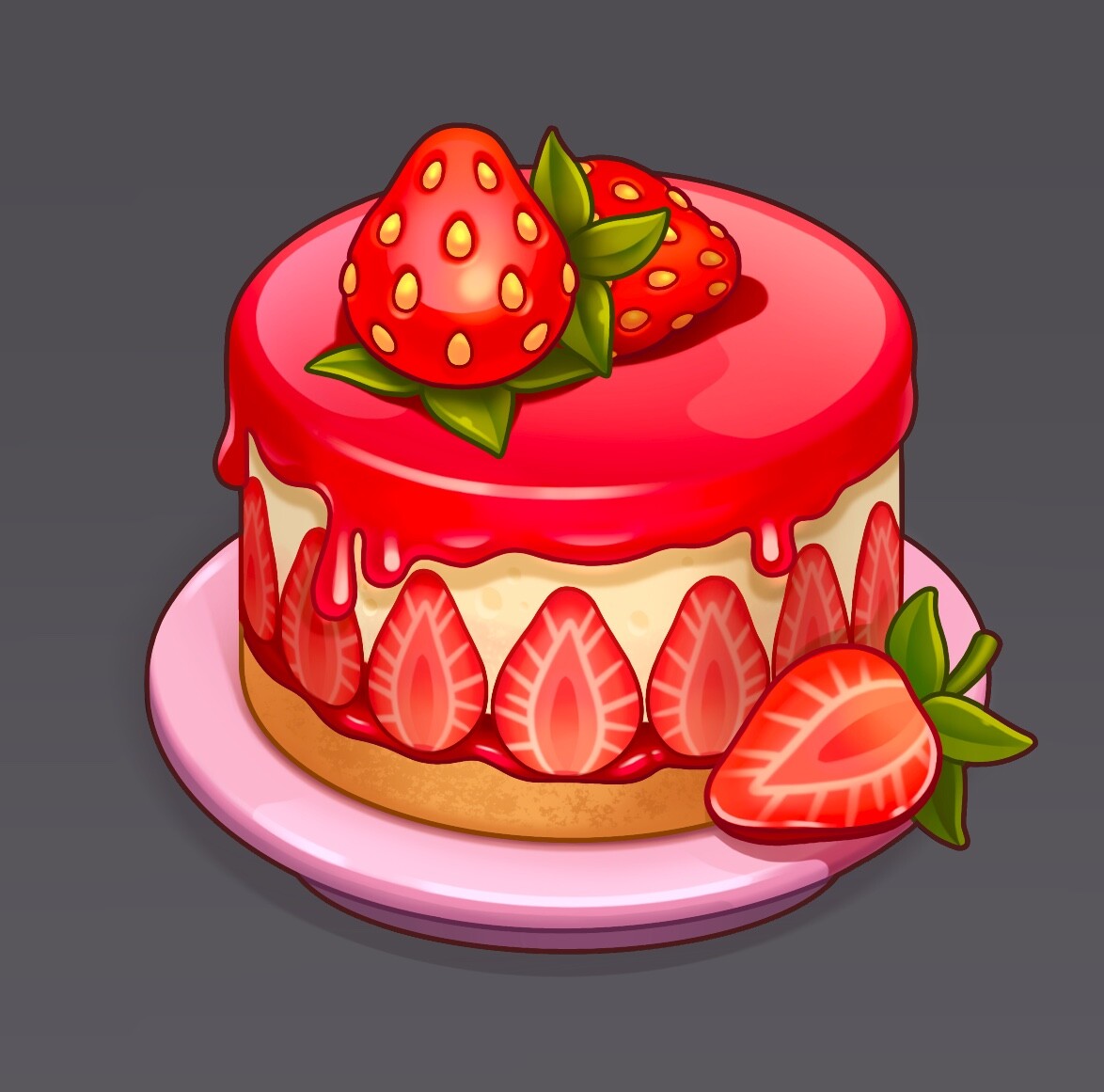Strawberry Cake Cartoon